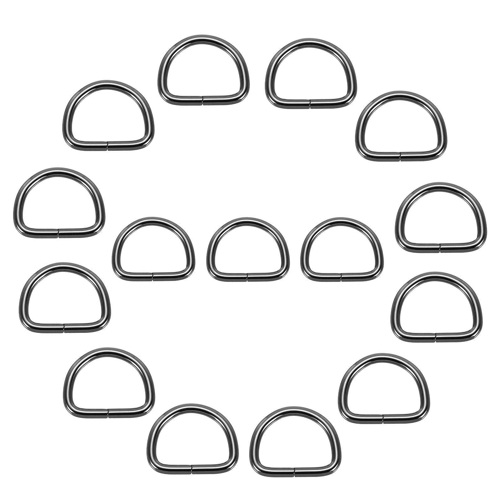 Uxcell 15Pcs 1 x 0.8 Inch Metal D Rings, Black Welded Rings Buckles ...
