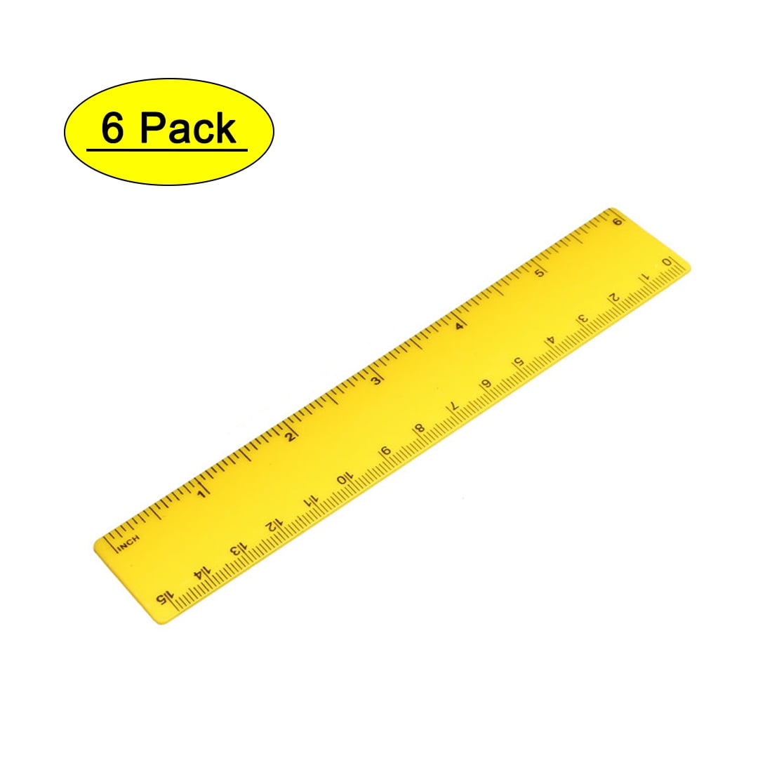 Uxcell 15cm 6-inch Plastic Straight Ruler Yellow Measuring Tool 6 Pack ...