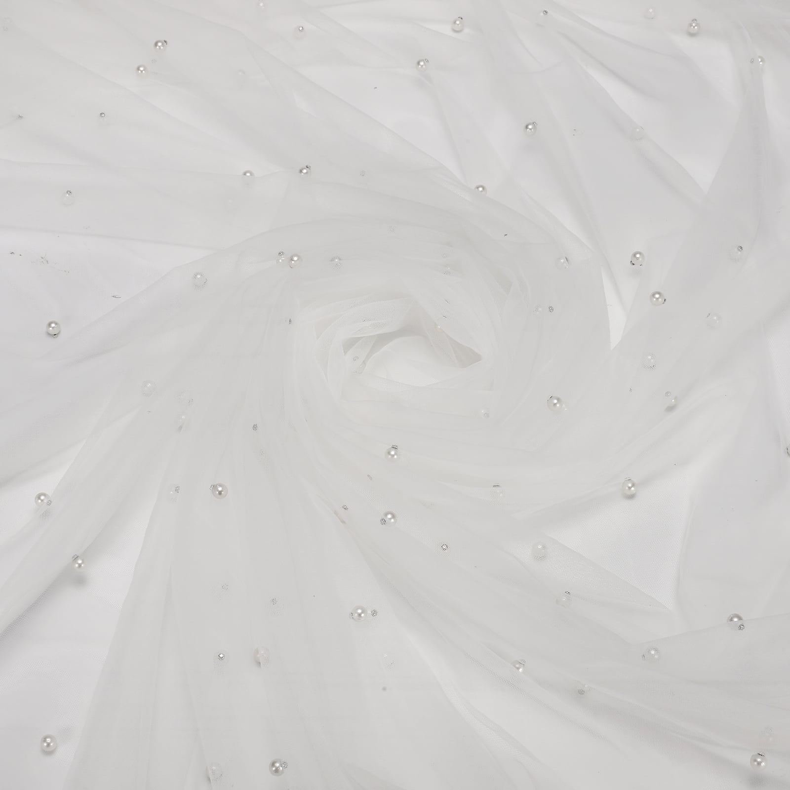Uxcell 15ft White Pearl Table Runner, 180x60inch Pearl Tulle Fabric ...