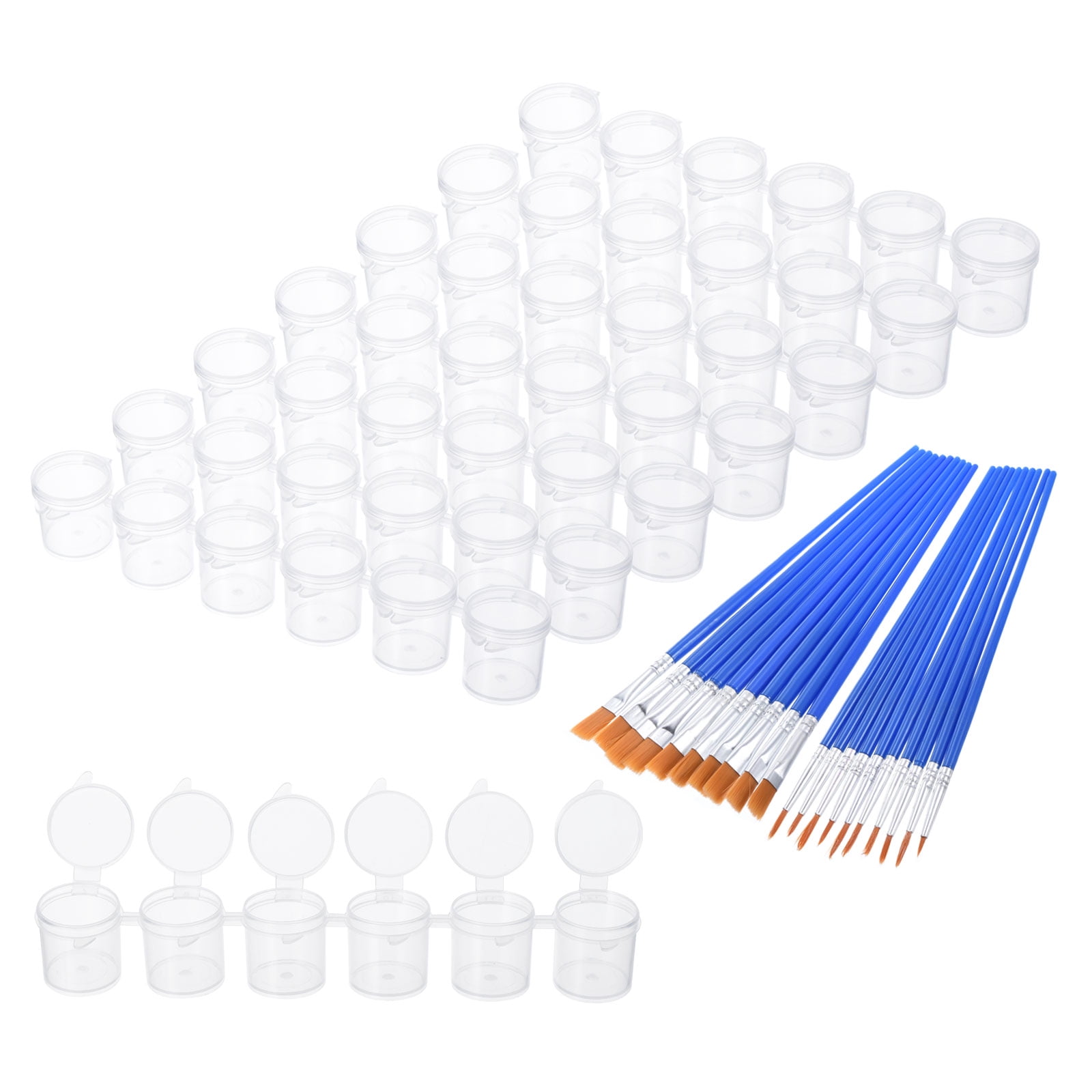 Uxcell 15ml Empty Paint Pots, 120 Pots with Lids, 40 Brushes, Clear ...