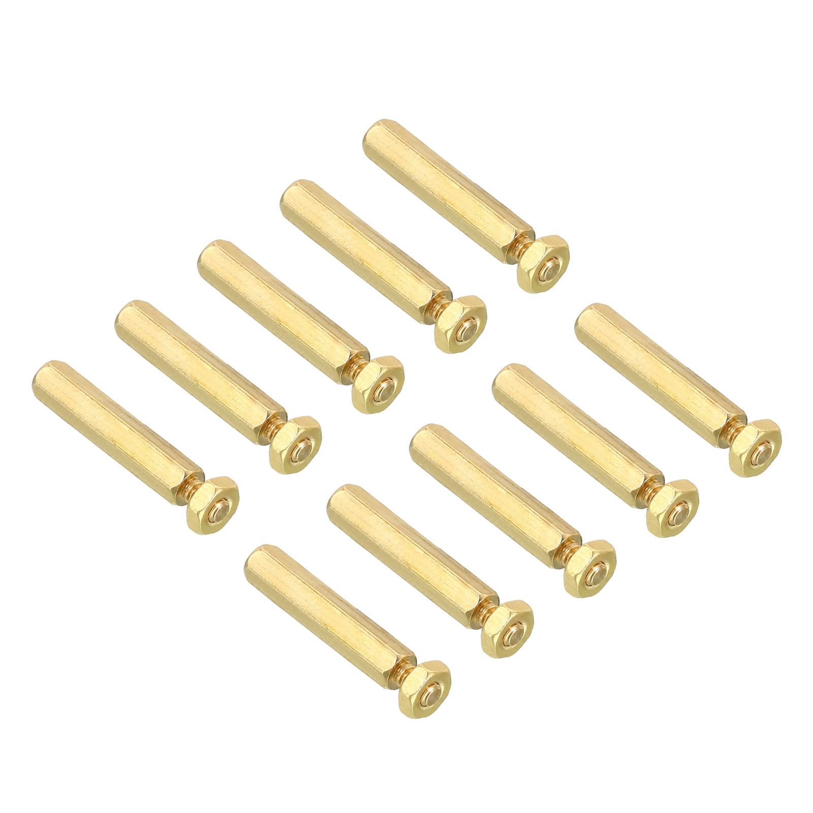 Uxcell 15mm+3mm M2 Standoff Screws 100 Pack Brass Hex Standoffs Nuts ...