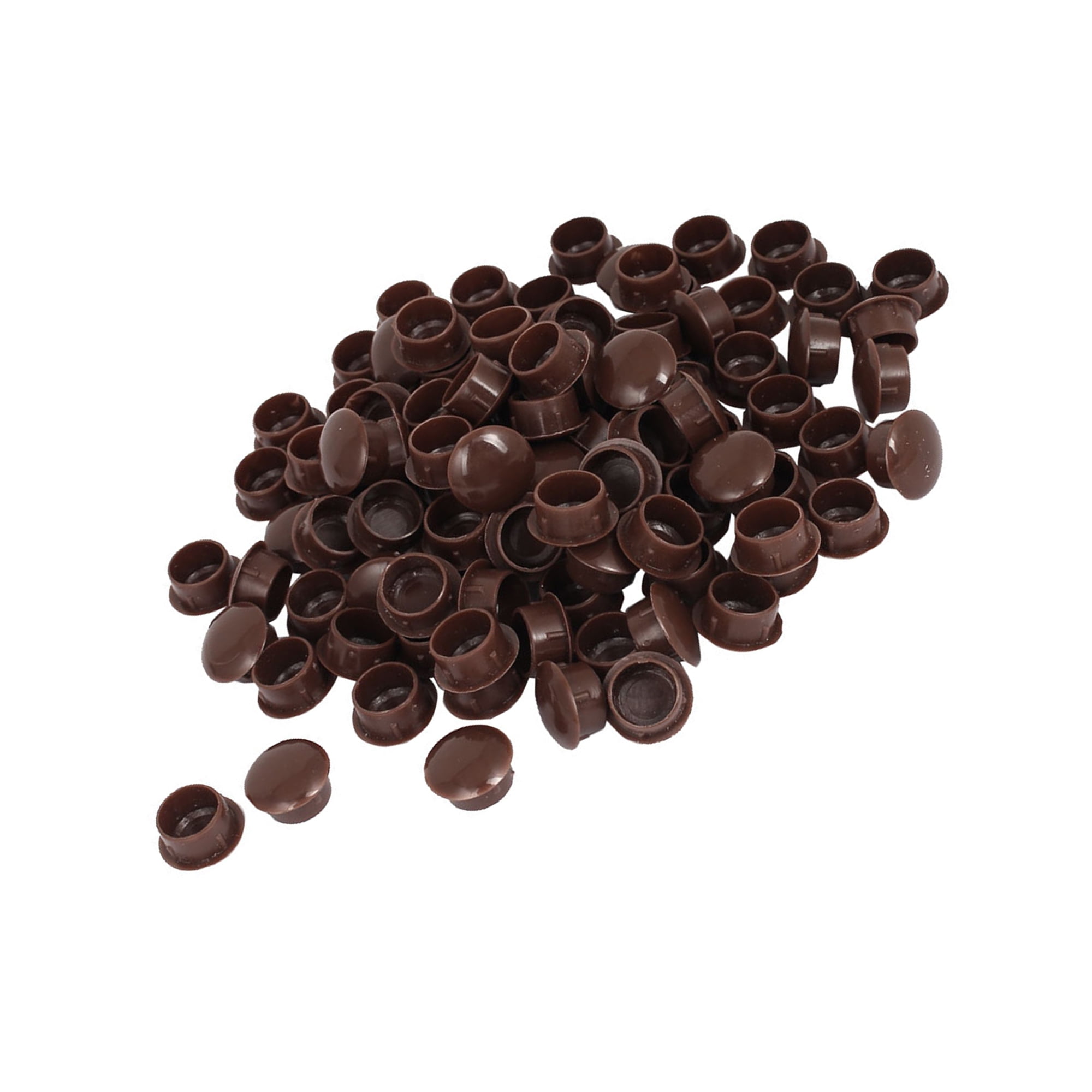 Uxcell 15mm Dia Hole Brown Plastic Press On Furniture Screw Cap Covers ...
