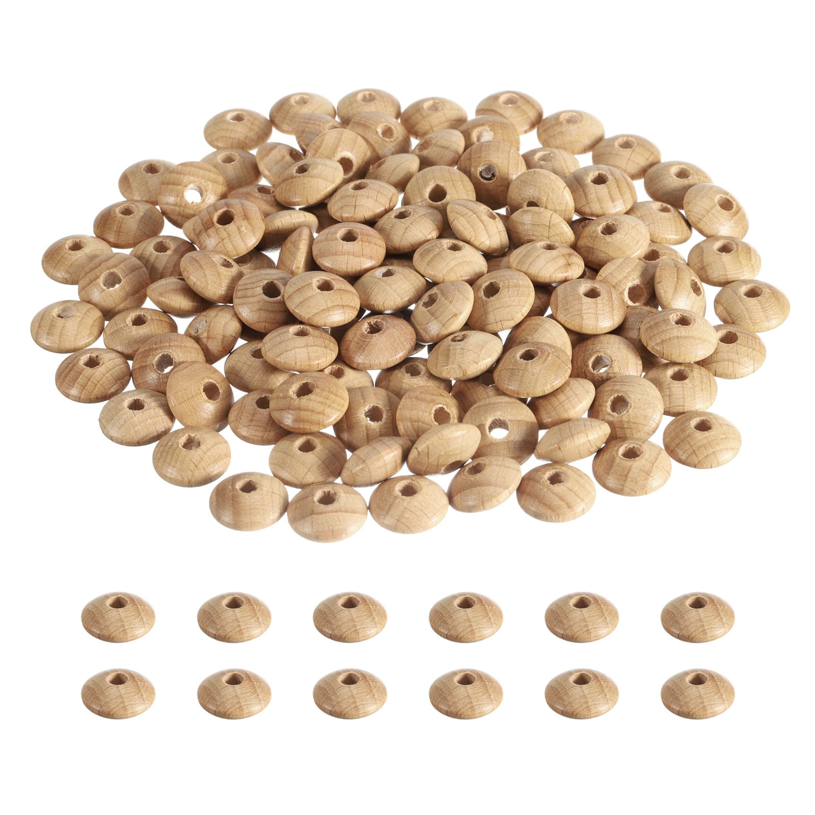 Uxcell 15mm Natural Wood Beads, 120Pcs Unfinished Wooden Abacus Beads ...