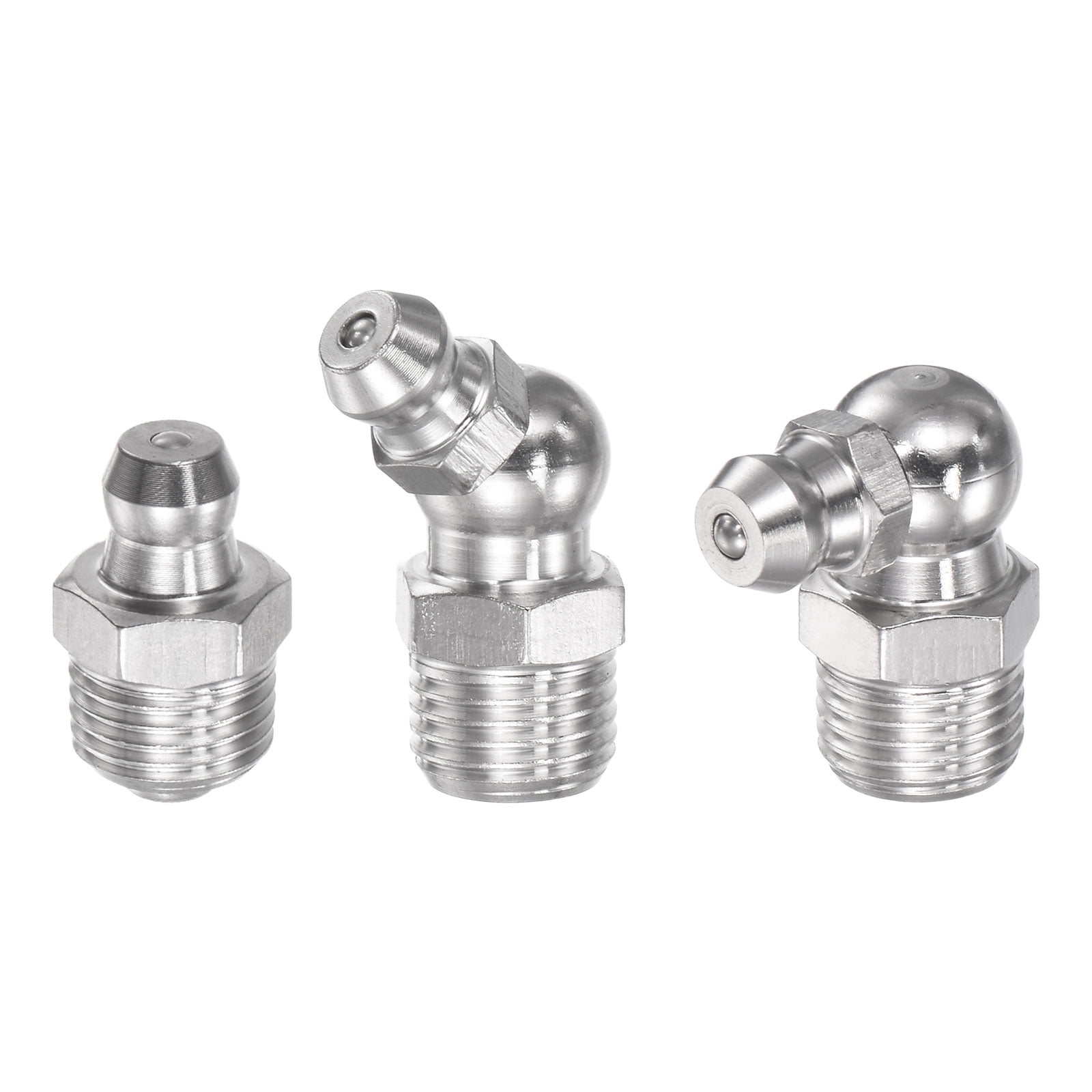 Uxcell 15pcs 304 Stainless Steel Straight Angled Grease Fitting M10 ...