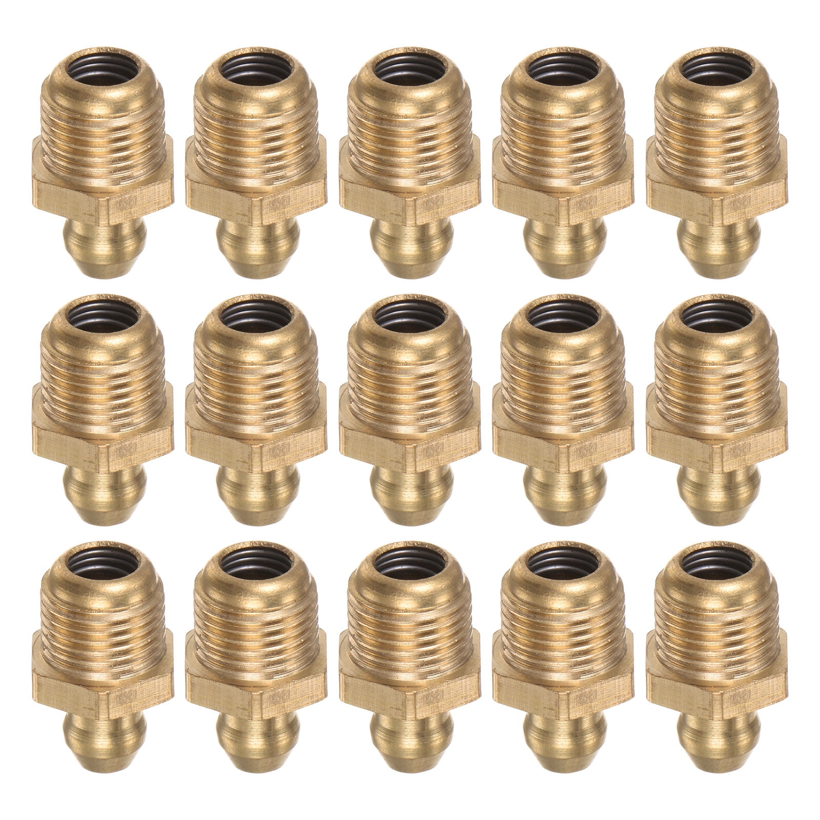 Uxcell 15pcs Brass Straight Grease Fitting G1/8 SAE Thread Hydraulic Grease Nipple Accessories ...