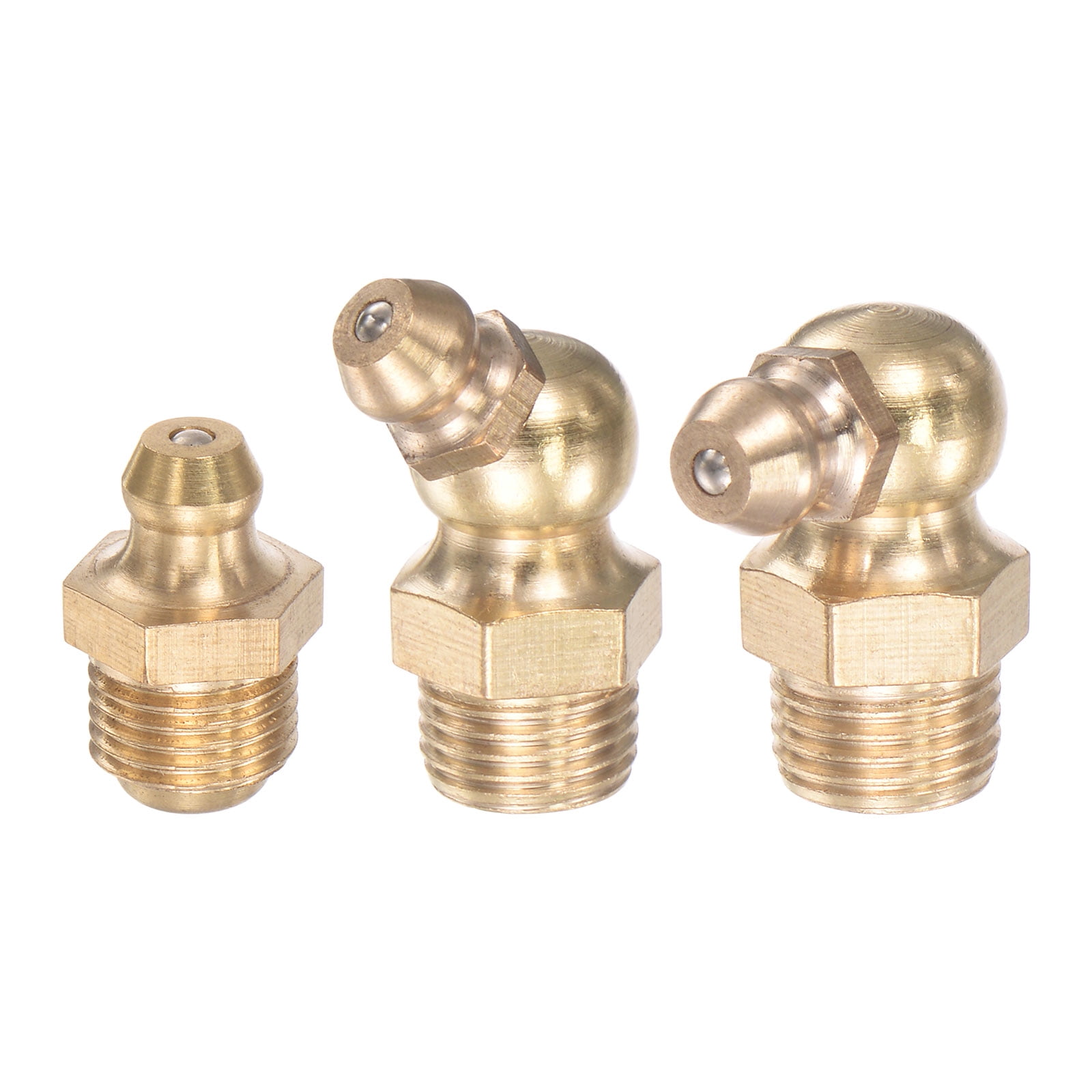 Uxcell 15pcs Brass Straight and Angled Grease Fitting M10x1mm Straight ...