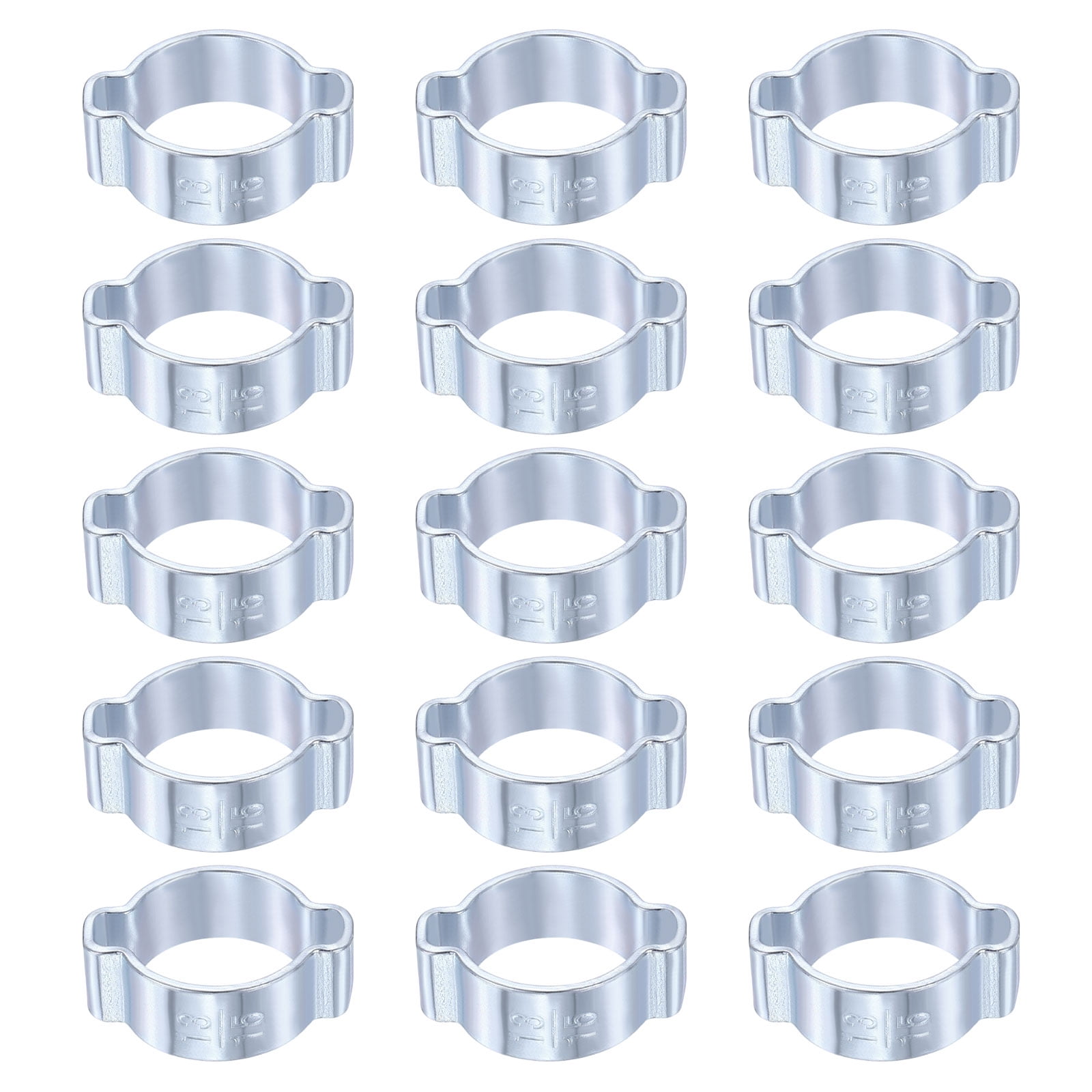 Uxcell 15pcs Double Ear Hose Clamp 13-15 mm Galvanized Steel Hose Clamp ...