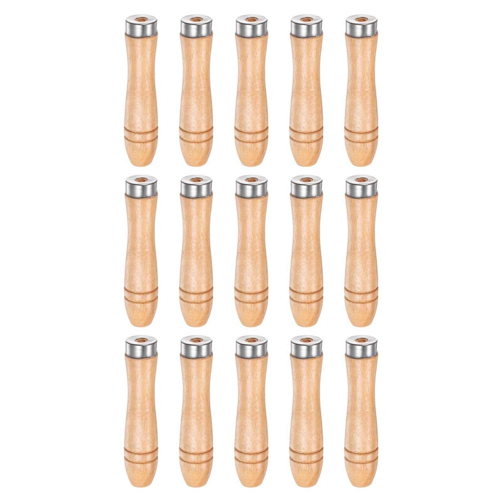 Uxcell 15pcs Wooden File Handle 4.33 Inch Round Hole Ergonomic Handles ...