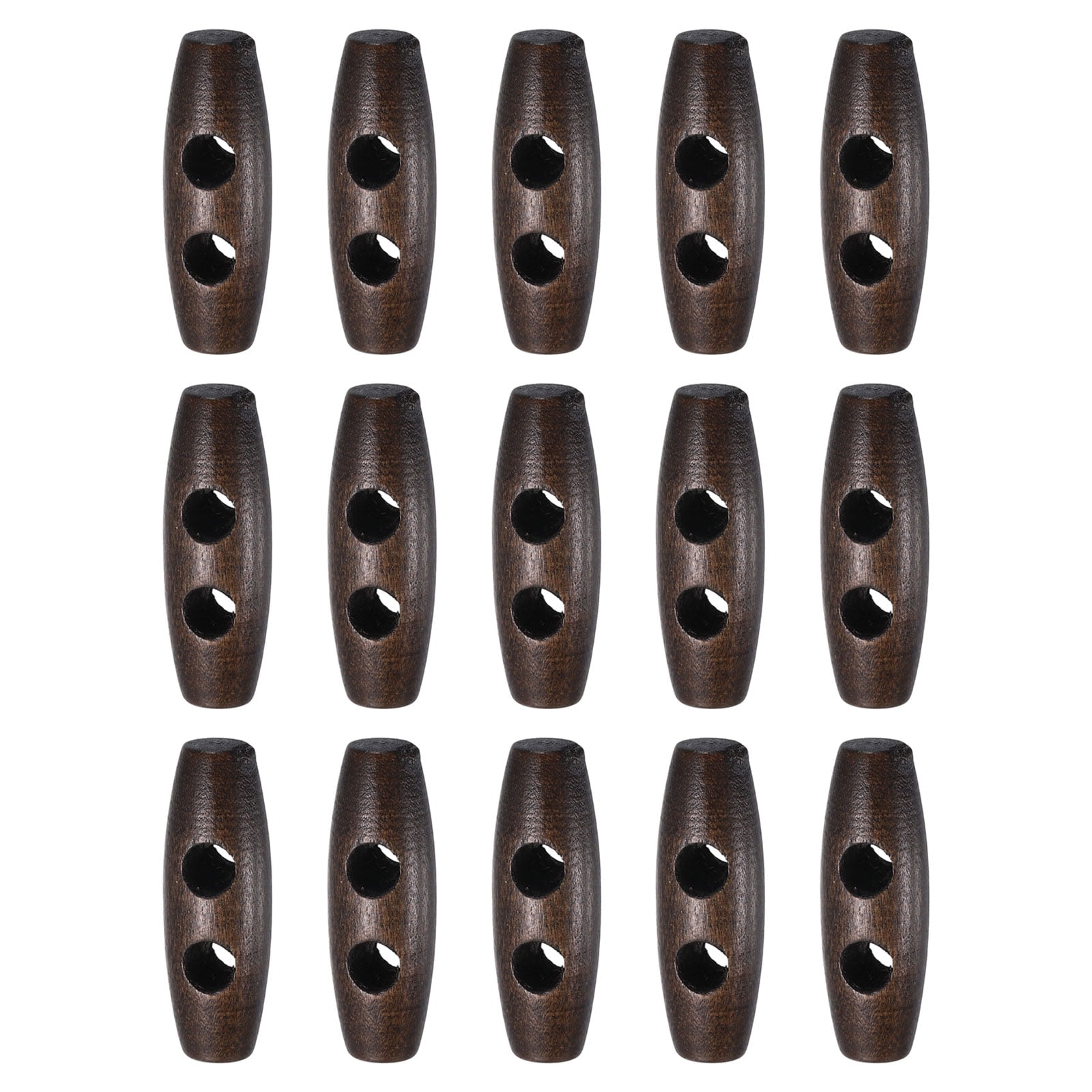 Uxcell 15pcs Wooden Toggle Buttons 30mm / 1.2" Double Hole Wood Olive ...