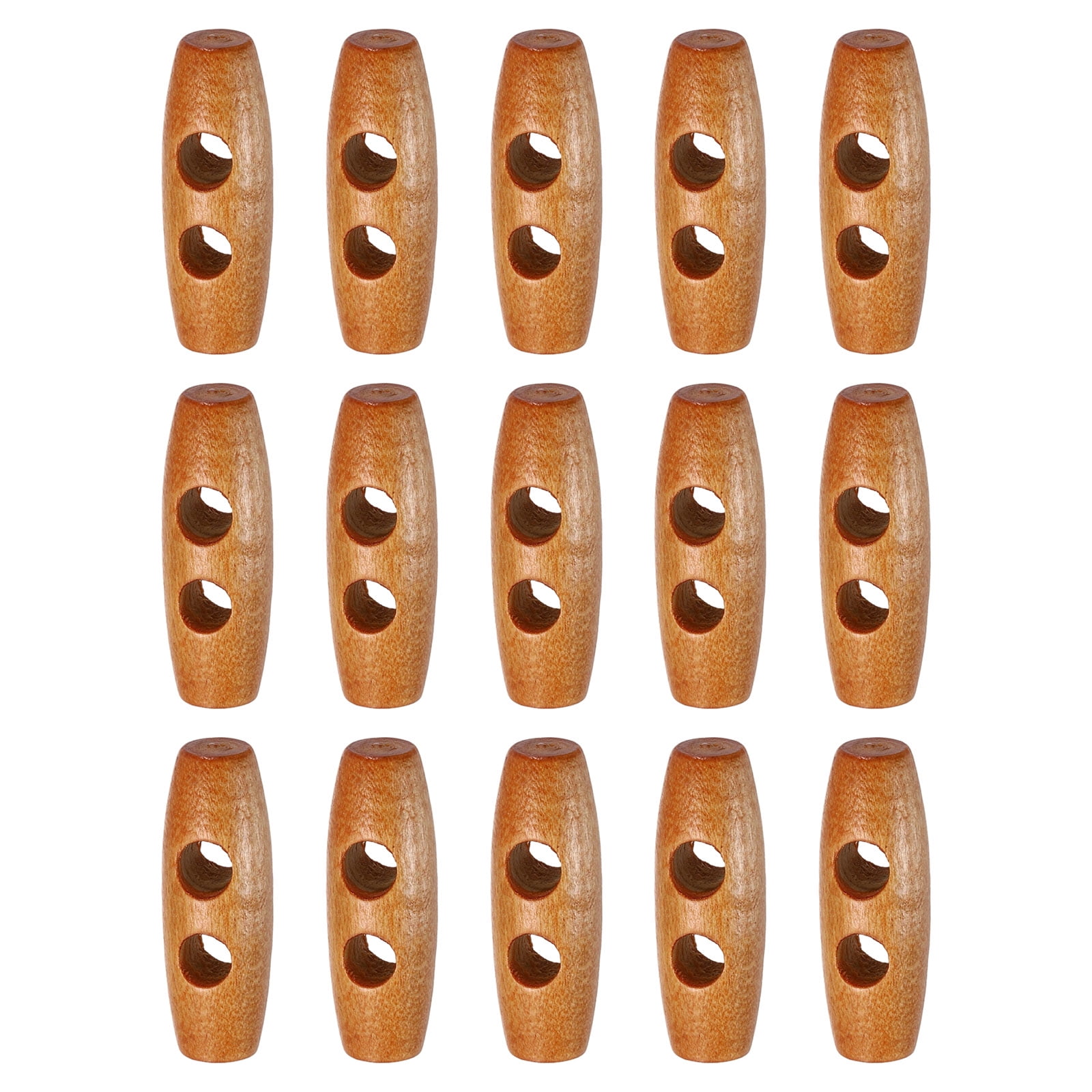 Uxcell 15pcs Wooden Toggle Buttons 30mm / 1.2" Double Hole Wood Olive ...