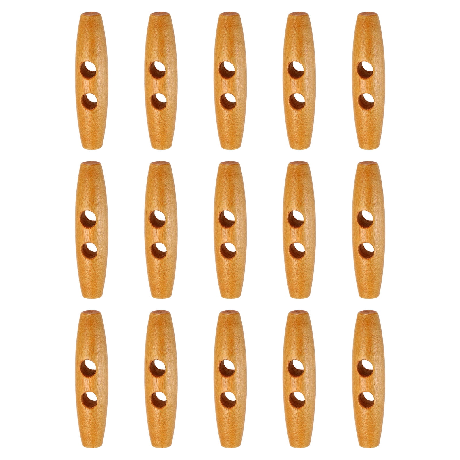 Uxcell 15pcs Wooden Toggle Buttons 60mm / 2.4" Double Hole Wood Olive ...