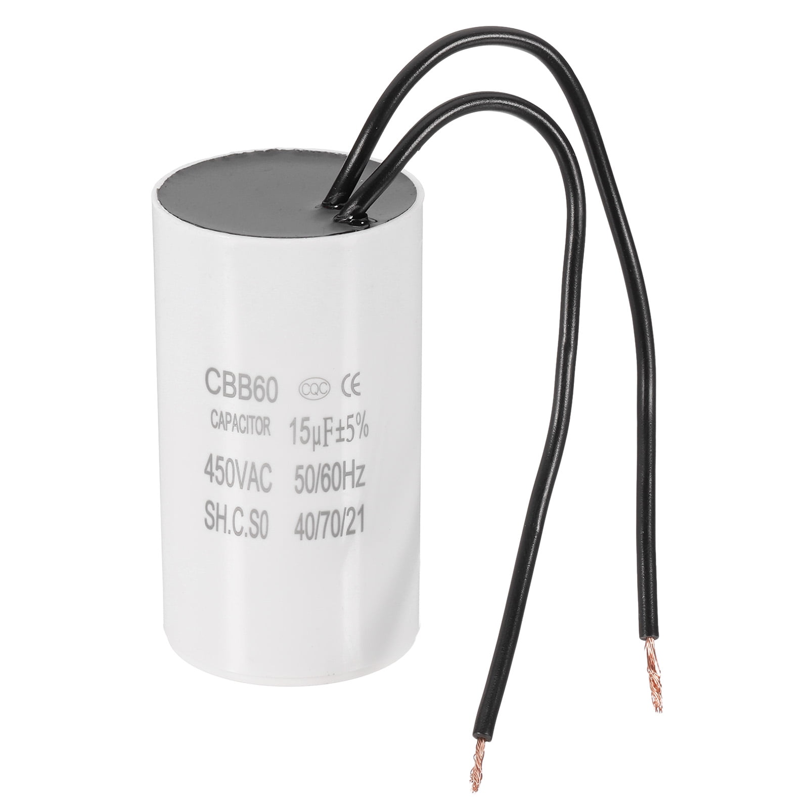 Uxcell 15uF CBB60 Running Capacitor, Run Capacitor with 2 Wires, AC ...