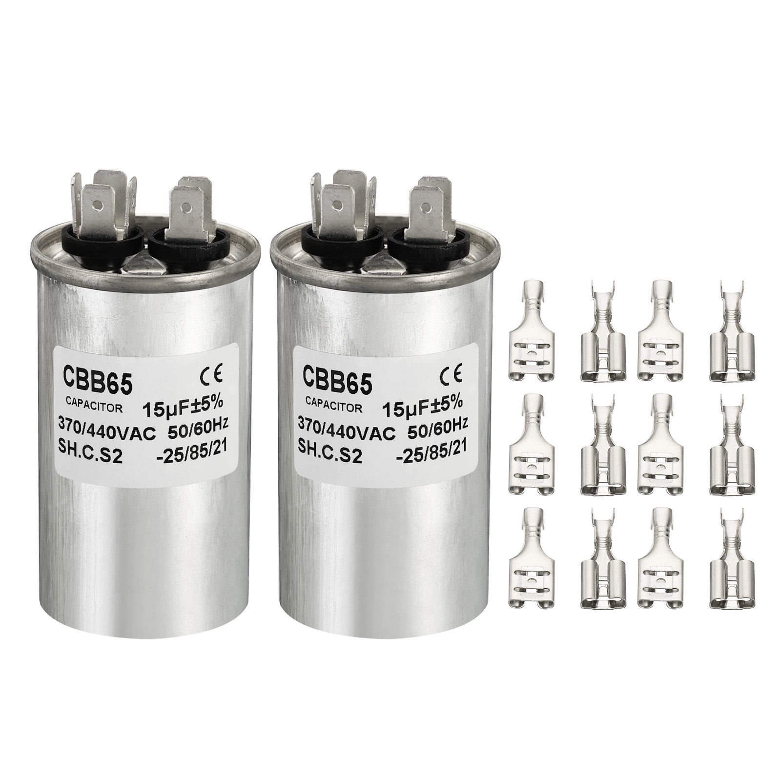 Uxcell 15uf 15MDF 370/440VAC Fan Start Capacitor,2Pcs CBB65 Circular Run Capacitor with ...