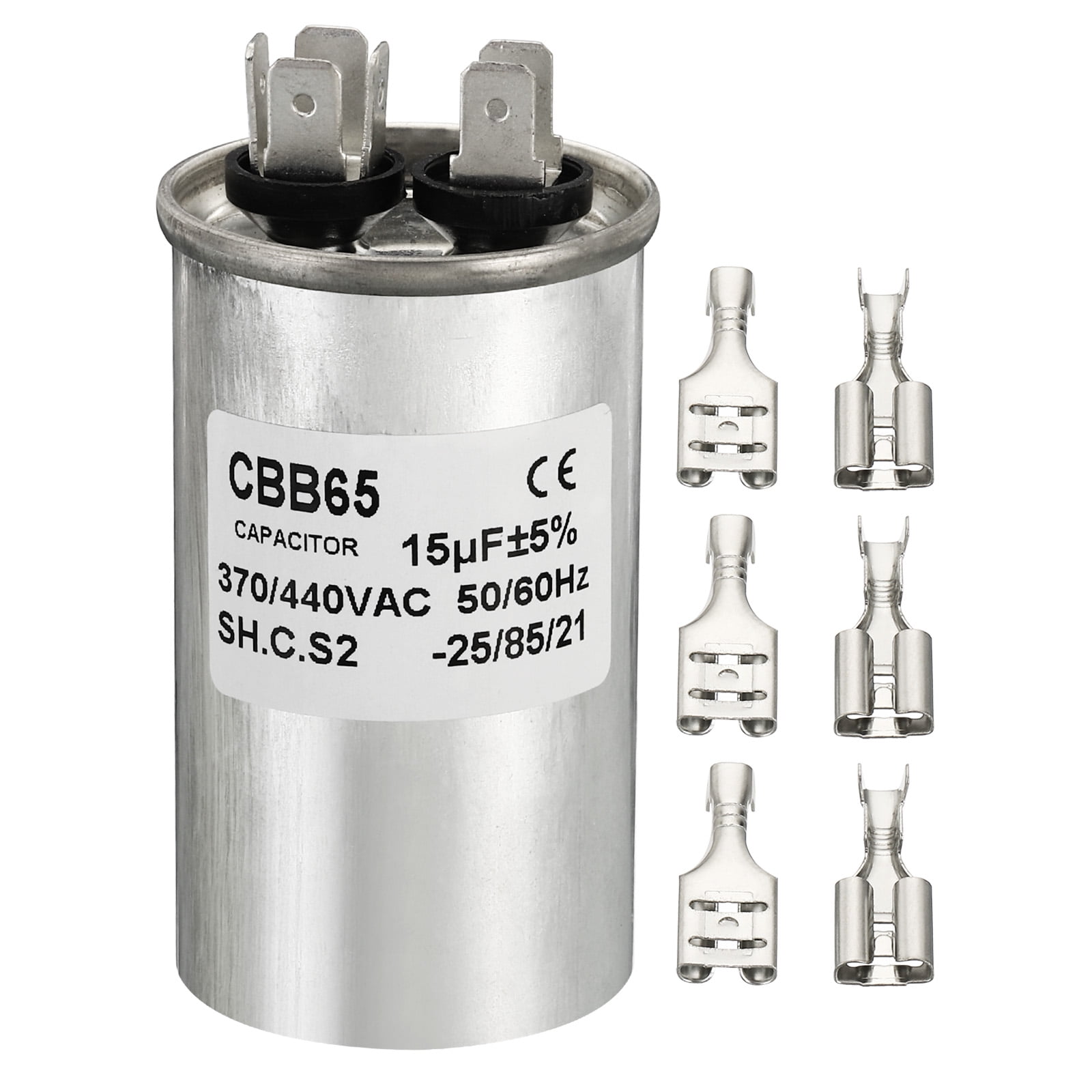Uxcell 15uf 15MDF 370/440VAC Fan Start Capacitor, CBB65 Circular Run Capacitor with Connecting ...