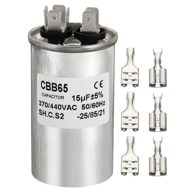 Uxcell 15uf 15MDF 370/440VAC Fan Start Capacitor, CBB65 Circular Run Capacitor with Connecting ...