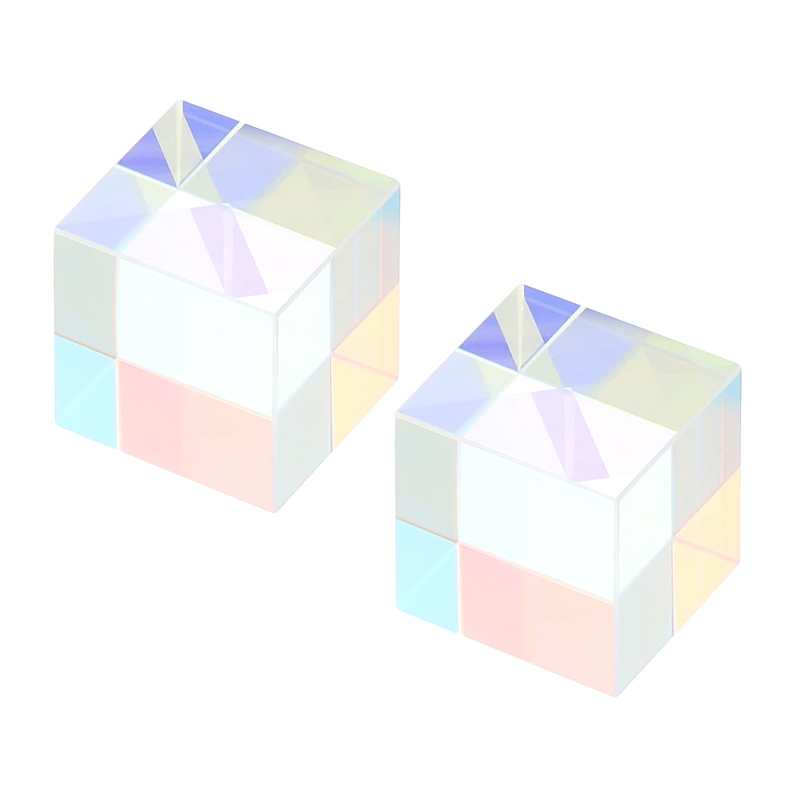 Uxcell 15x15x15mm Glass Prism Cube, 2 Pcs Mini Optical X-Cube RGB Prism ...