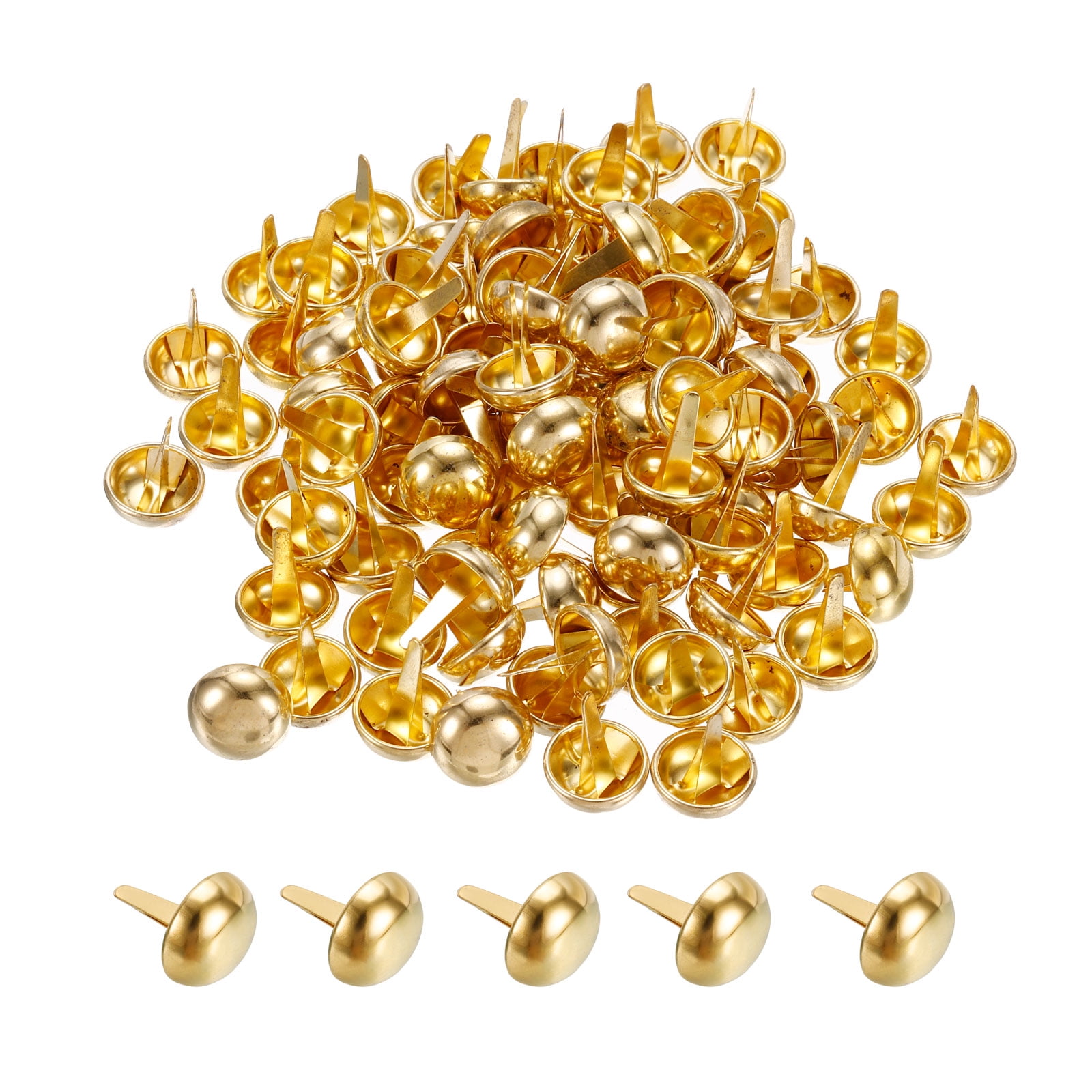 Uxcell 15x20mm Mini Brads Round Paper Fasteners for Art Crafting, Gold ...