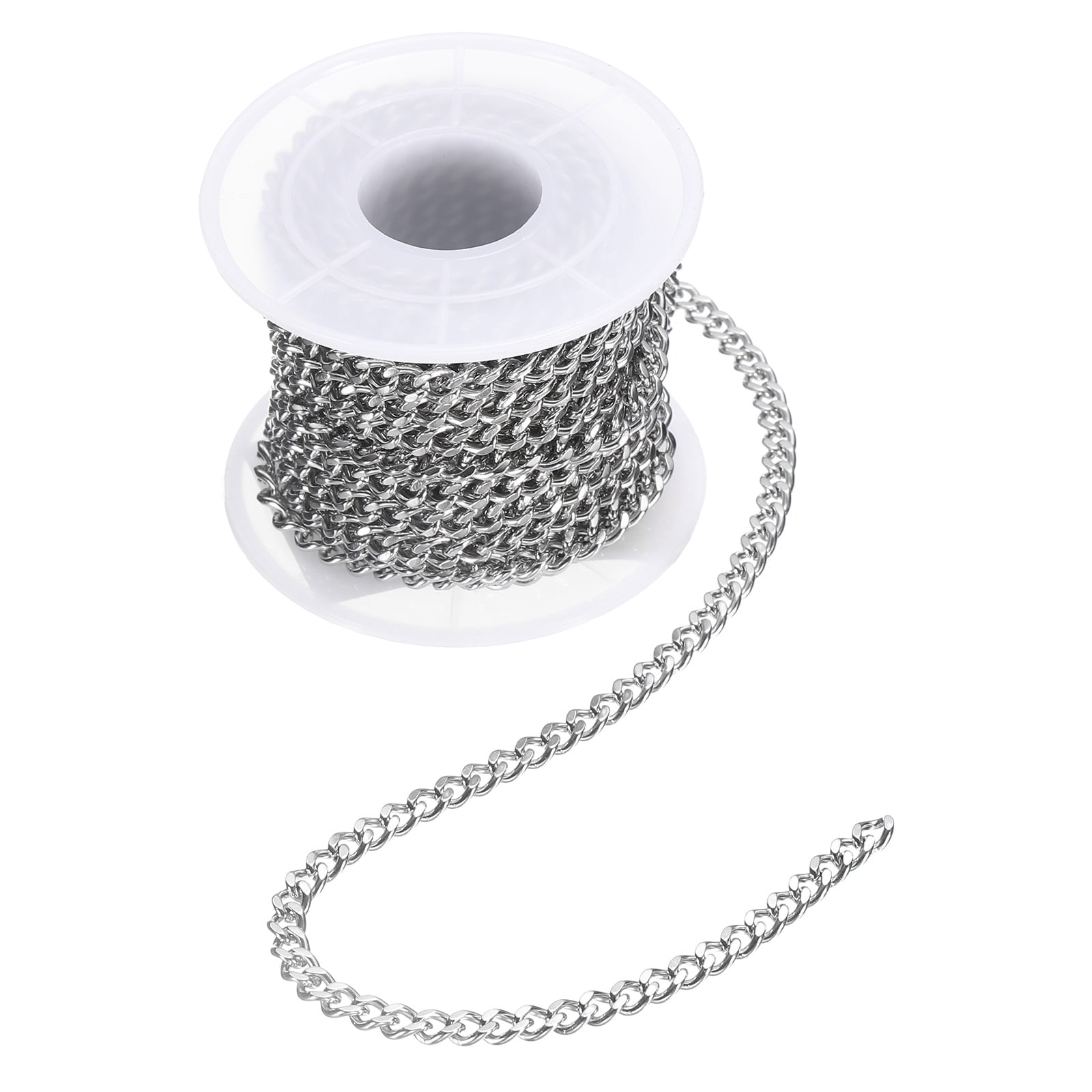 Uxcell 16.4 Feet/5 Meter Stainless Steel Curb Chain, 4.5x1.2mm Cuban ...