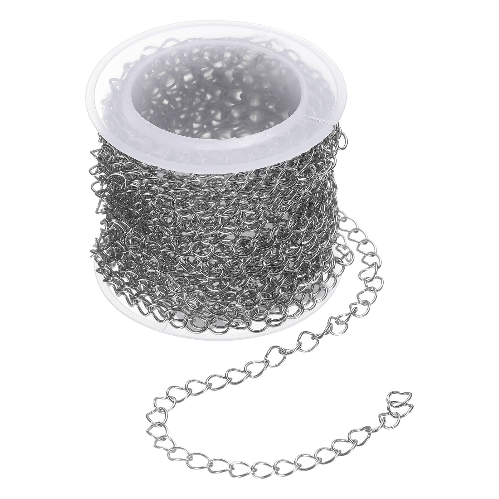 Uxcell 16.4 Feet/5 Meter Stainless Steel Curb Chain, 5x4x0.6mm Cuban ...