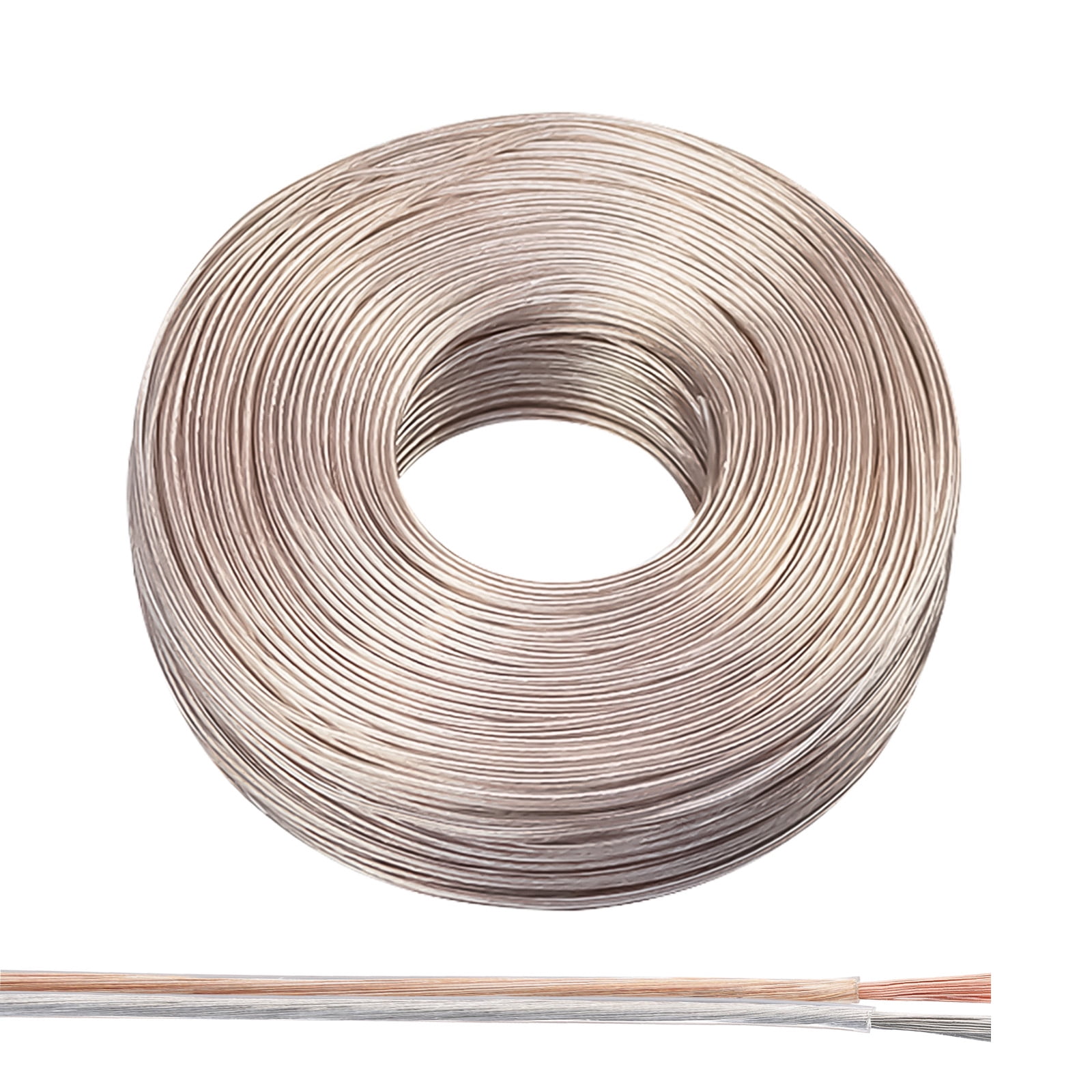 Uxcell 16.4Ft 18/2 PVC Covered Wire, 300V Heat Resistant Speaker Wire, Clear, Silver, Brown ...