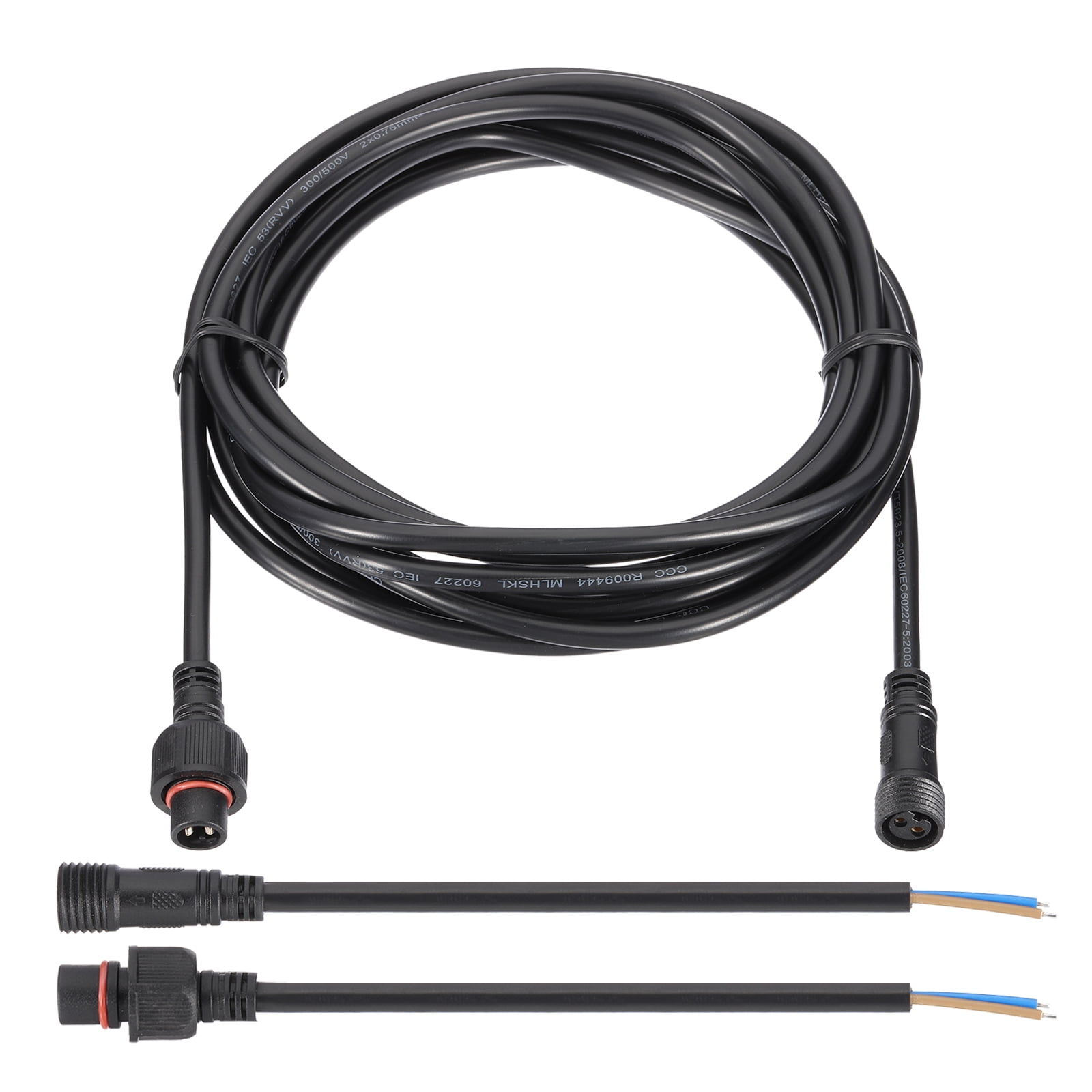 Uxcell 16.4Ft 18AWG IP67 2 Pin Extension Cable Wire with 7.87" Male ...