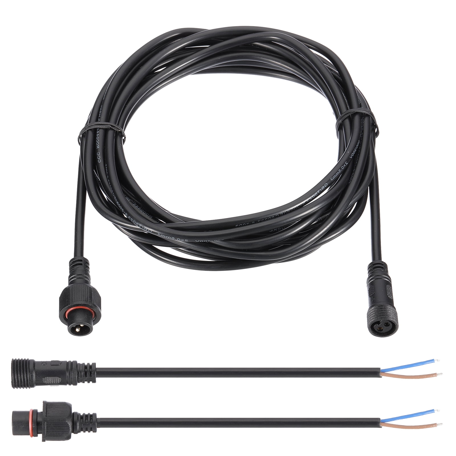 Uxcell 16.4Ft 20AWG IP67 2 Pin Extension Cable Wire with 7.87" Male ...