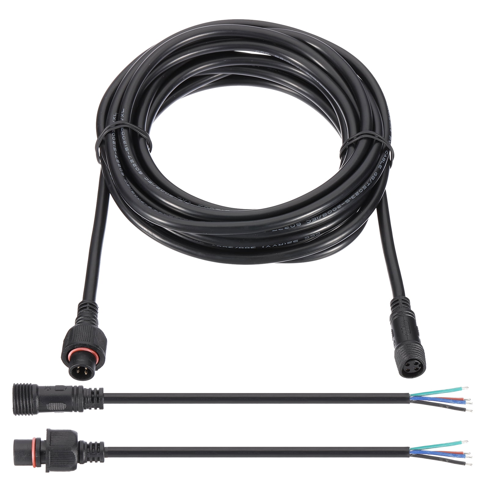 Uxcell 16.4Ft 20AWG IP67 4 Pin Extension Cable Wire with 7.87" Male ...