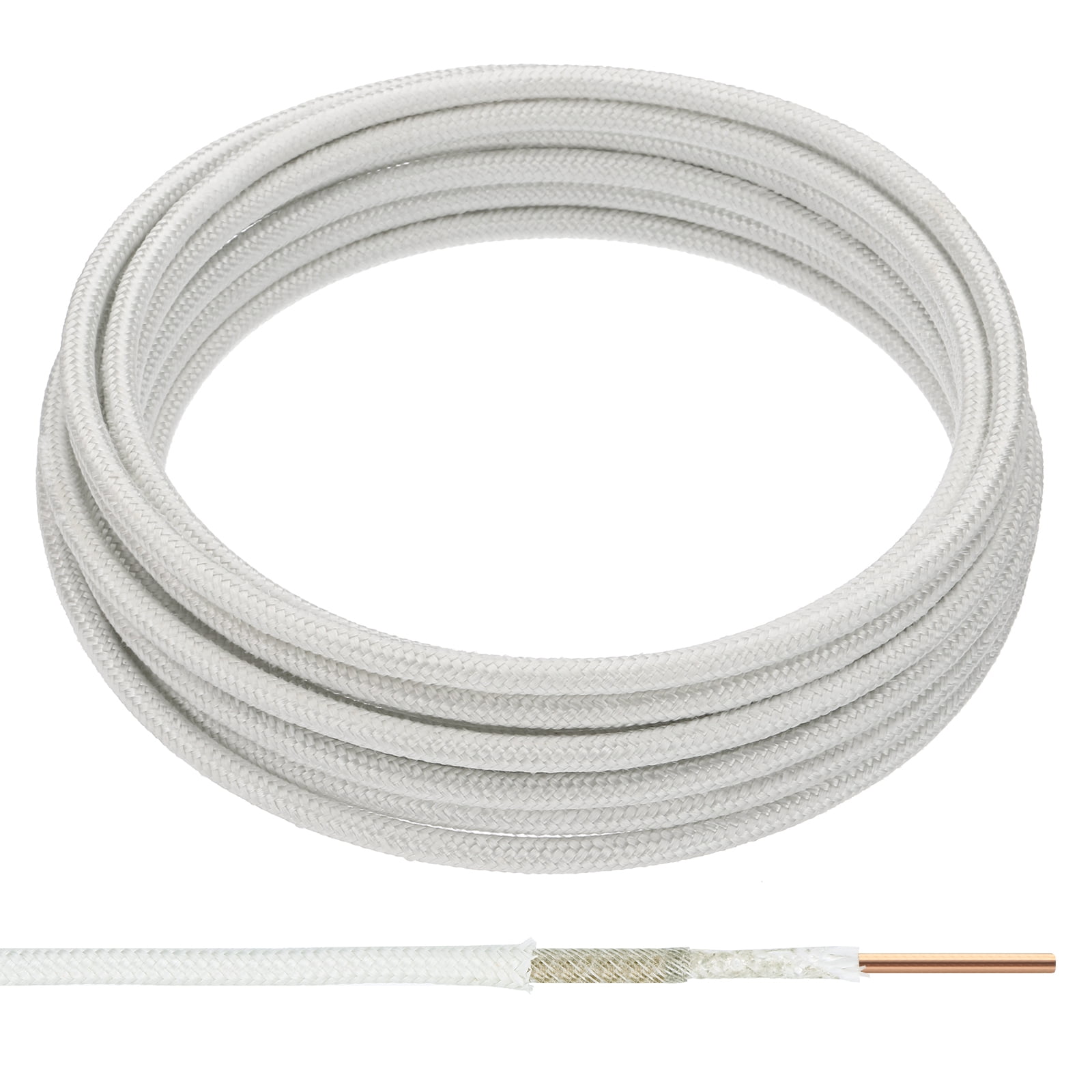 Uxcell 16.4Ft 9AWG Mica Glass Fiber Solid Electric Wire, White ...