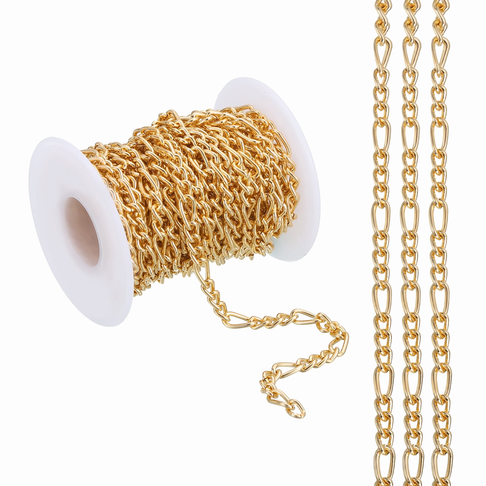 Uxcell 16.4Ft Gold Tone Link Chain Roll for Jewelry Making, 5mm Wide ...
