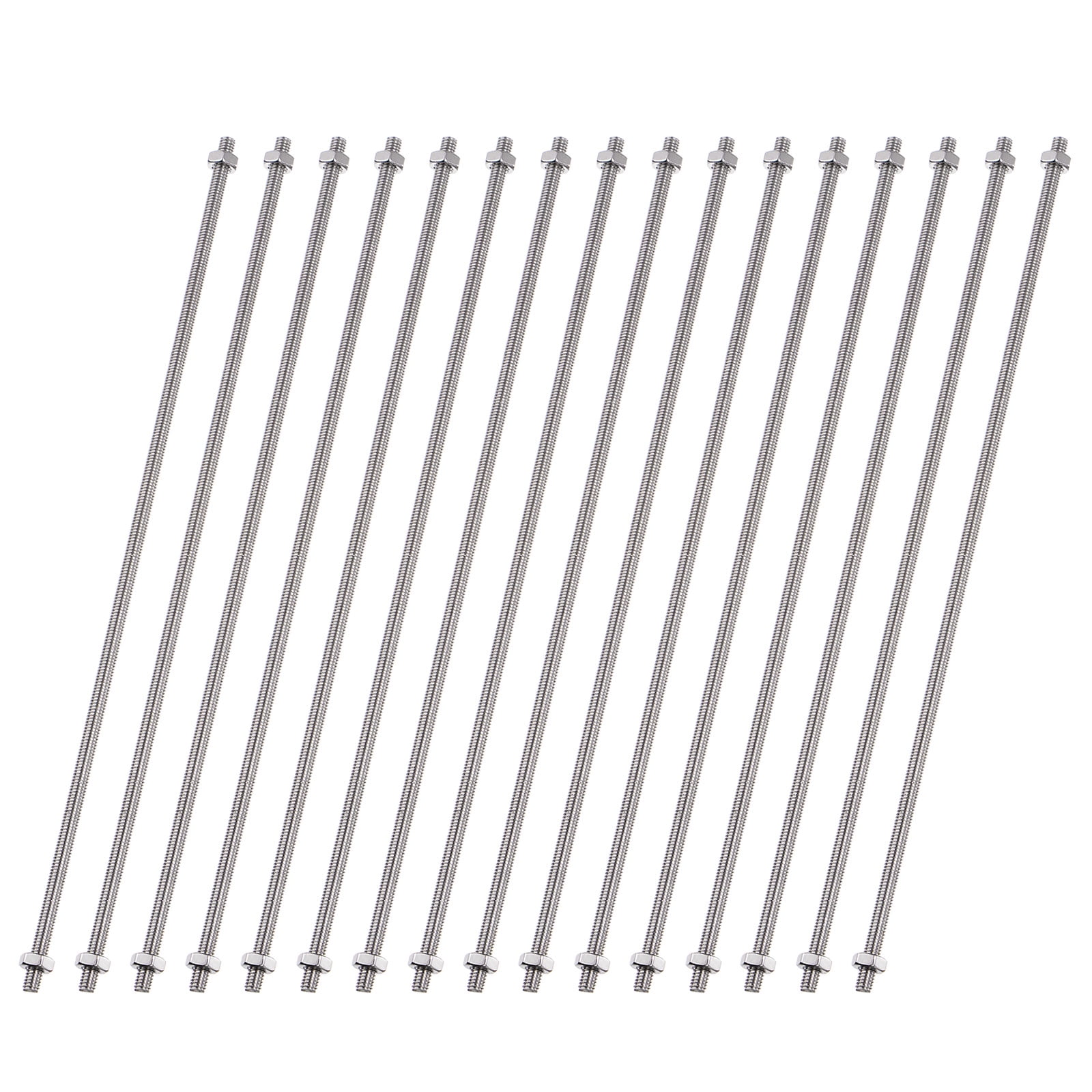 Uxcell 16 PCS 8/32 Inch M4 Threaded Rods Studs with Hex Nuts, 330mm ...