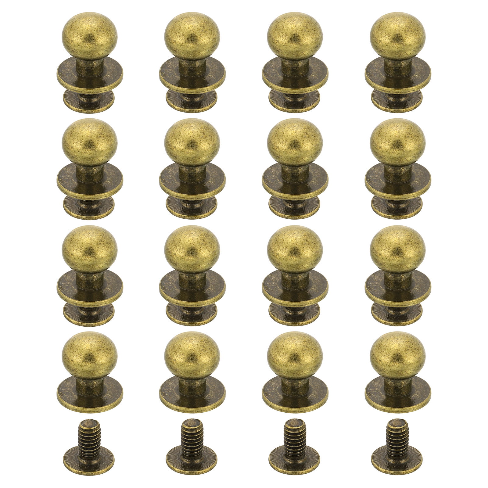Uxcell 16 Pack Ball Head Stud Screw Back 10mm Round Head Button Nipple ...