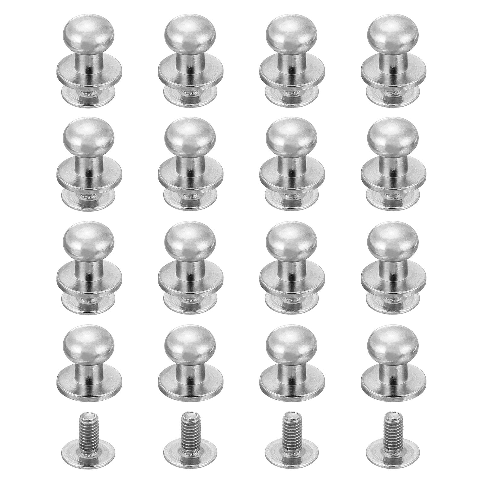 Uxcell 16 Pack Ball Head Stud Screw Back 7mm Round Head Button Nipple ...
