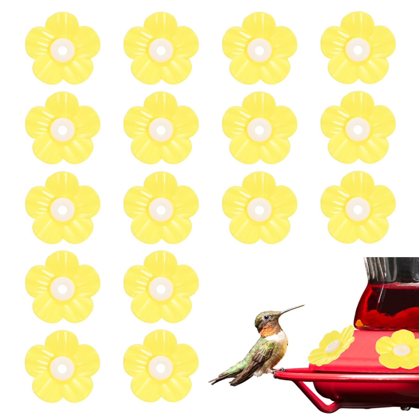 Uxcell 16-Pack Hummingbird Feeder Replacement Flowers, Plastic ...