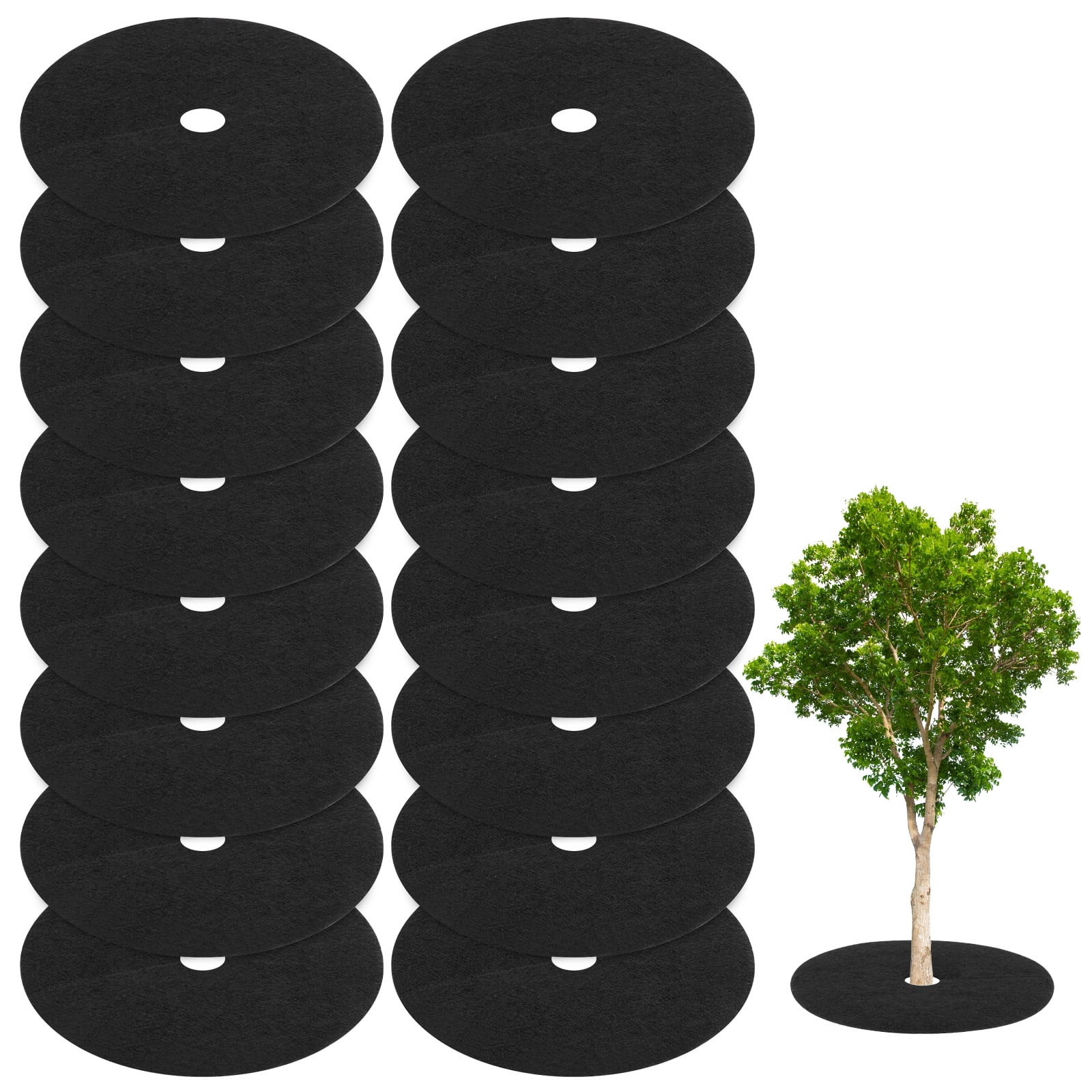 Uxcell 16 Pack Non Woven Tree Cover Rings,32.2 Inch Weed Fabric Cover ...