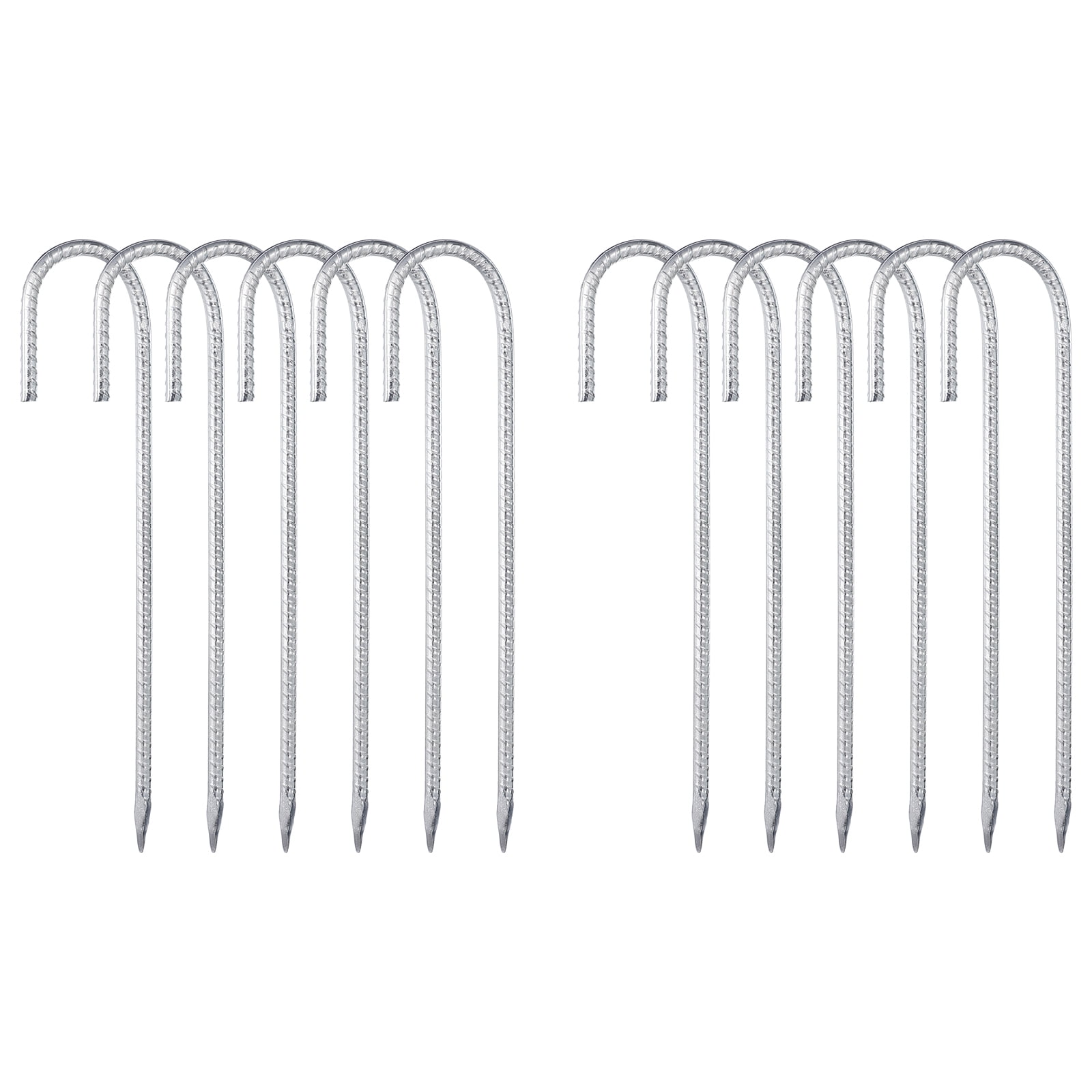 Uxcell 16 Pack Rebars Stakes, J-Hook Ground Stakes, Galvanized Steel ...