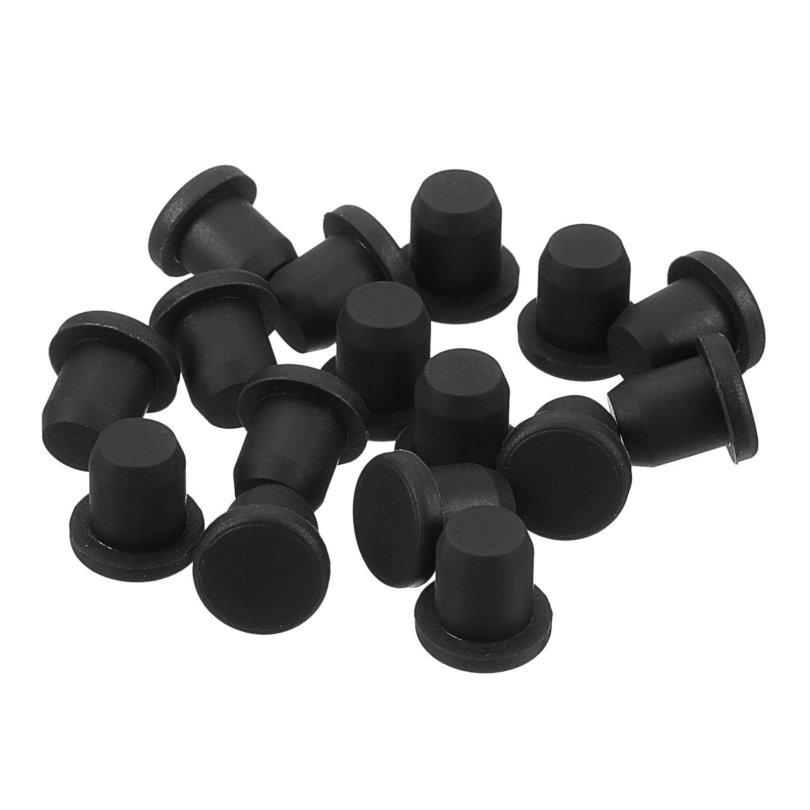 Uxcell 16 Pieces Black Rubber Stopper, 7.5mm Plug Holes for 7-7.3mm/0. ...