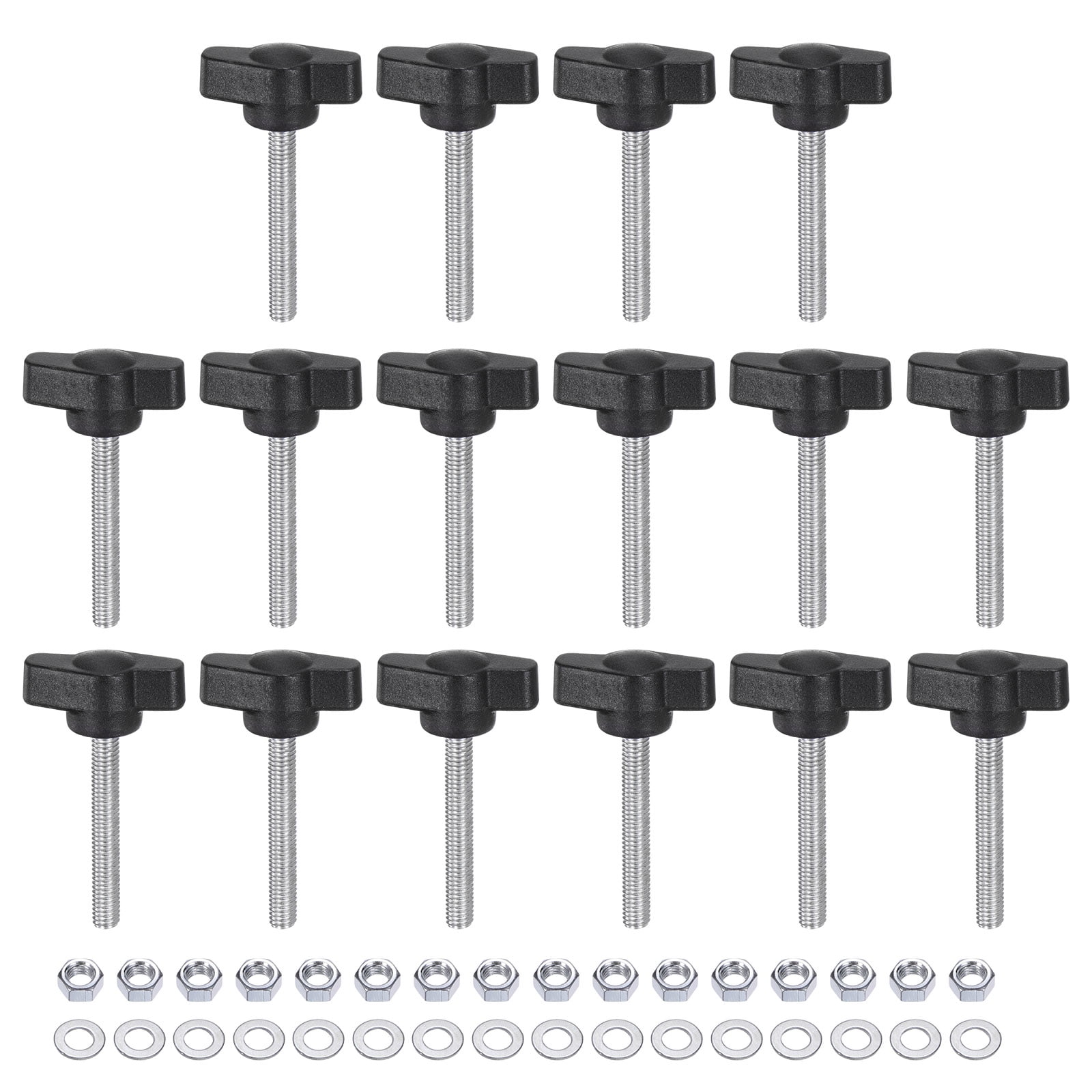 Uxcell Black 16 Set Tee Wing Knobs Thread Z Head Thumb Screws Handles ...