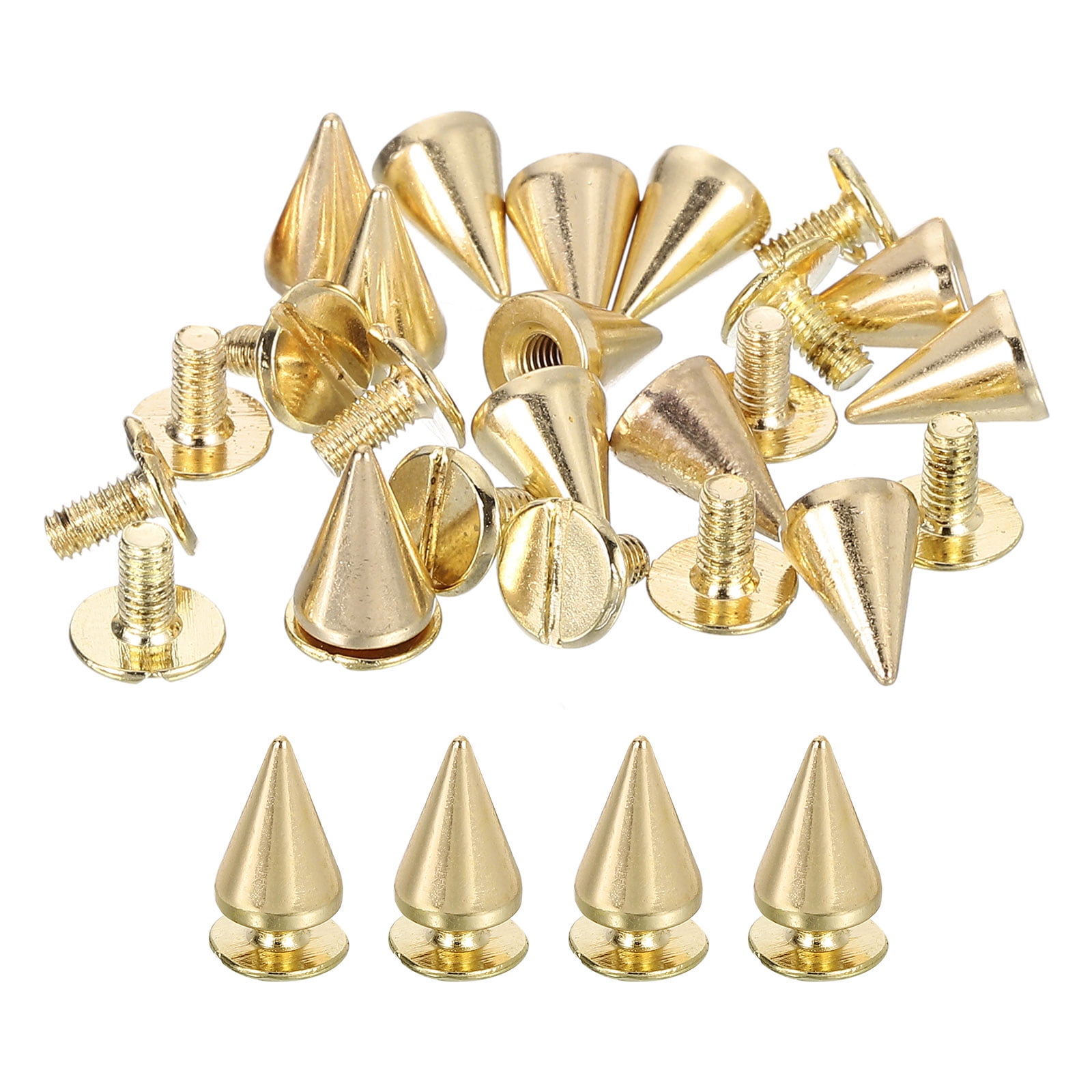 Uxcell 16 Sets Spikes and Studs Kit, 7mm Cone Spikes Punk Rock Rivets ...