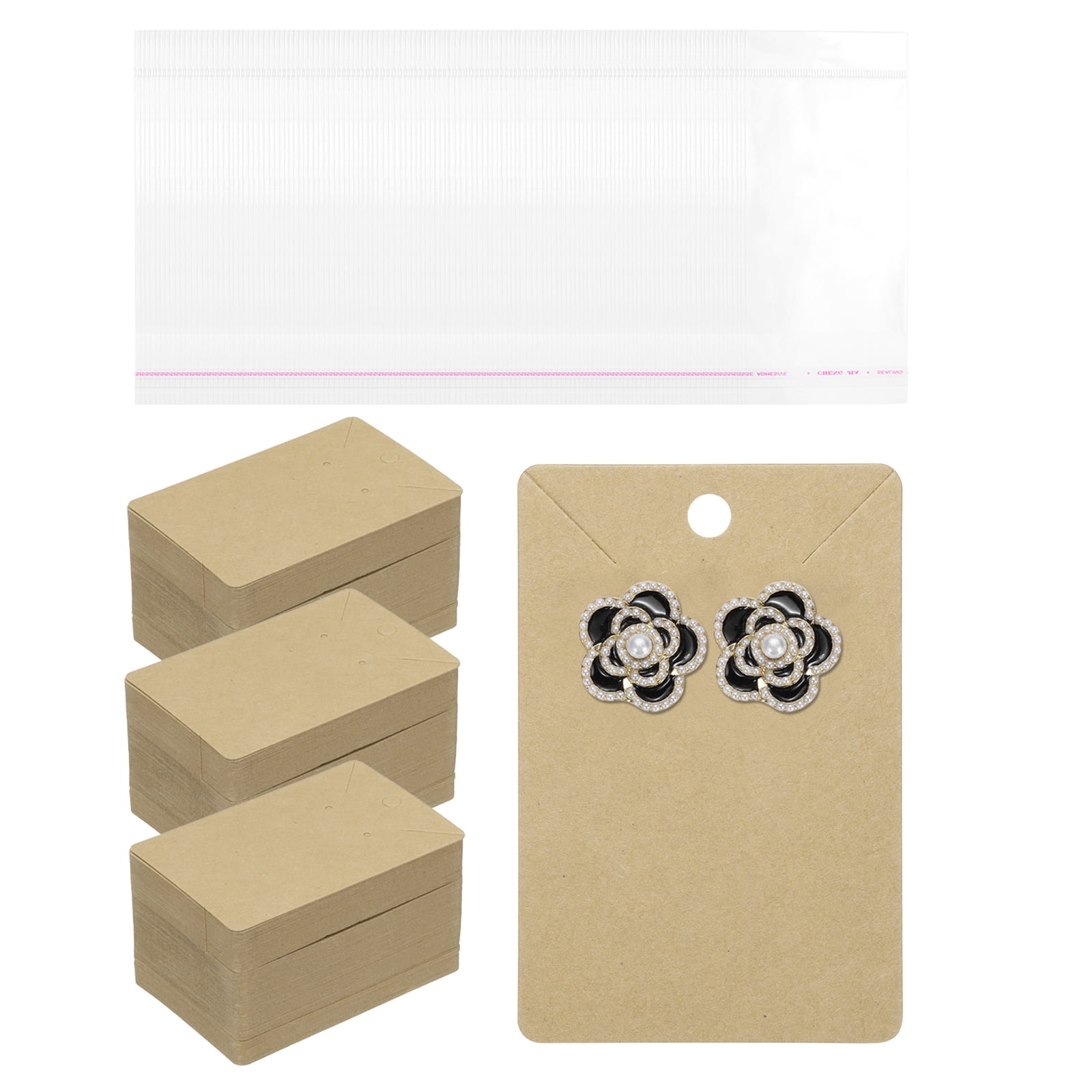 Uxcell 160 x 70 mm Cardstock Jewelry Display Cards with Plastic Bags ...