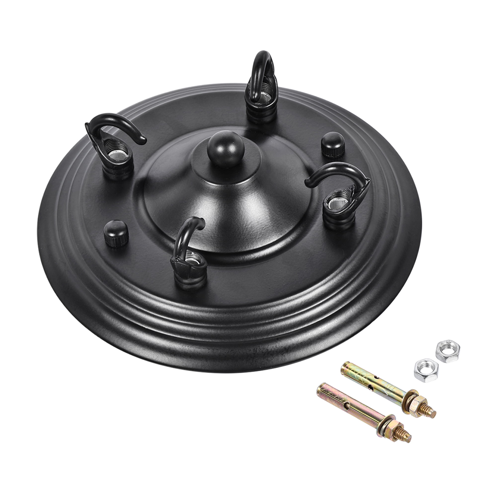 Uxcell 160mm 6.3Inch Retro Ceiling Light Canopy Kit with 4 Hooks Black ...
