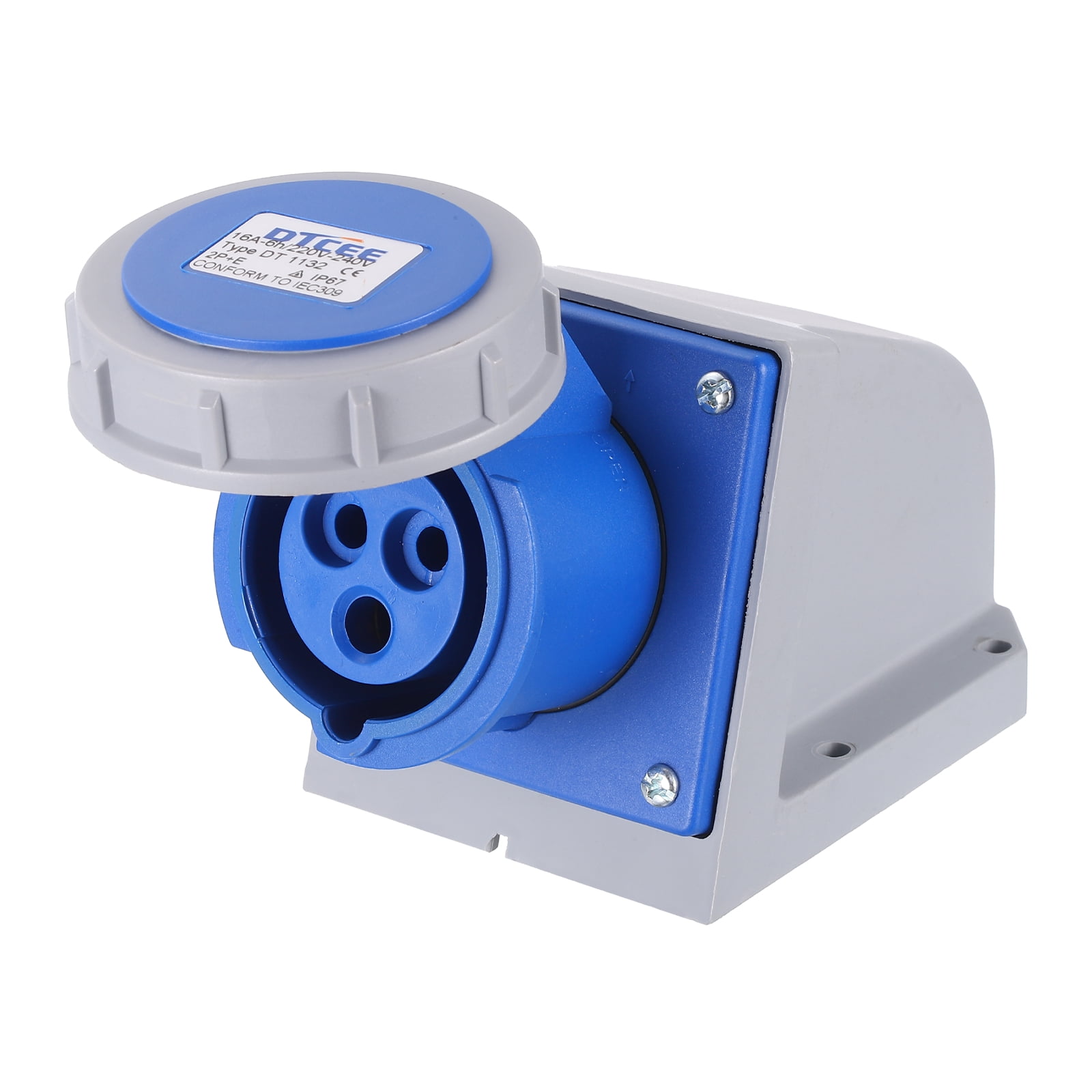 Uxcell 16A 3 Pin CEE Industrial Socket Connector, 220-240V 2P+E IP67 Waterproof Female ...