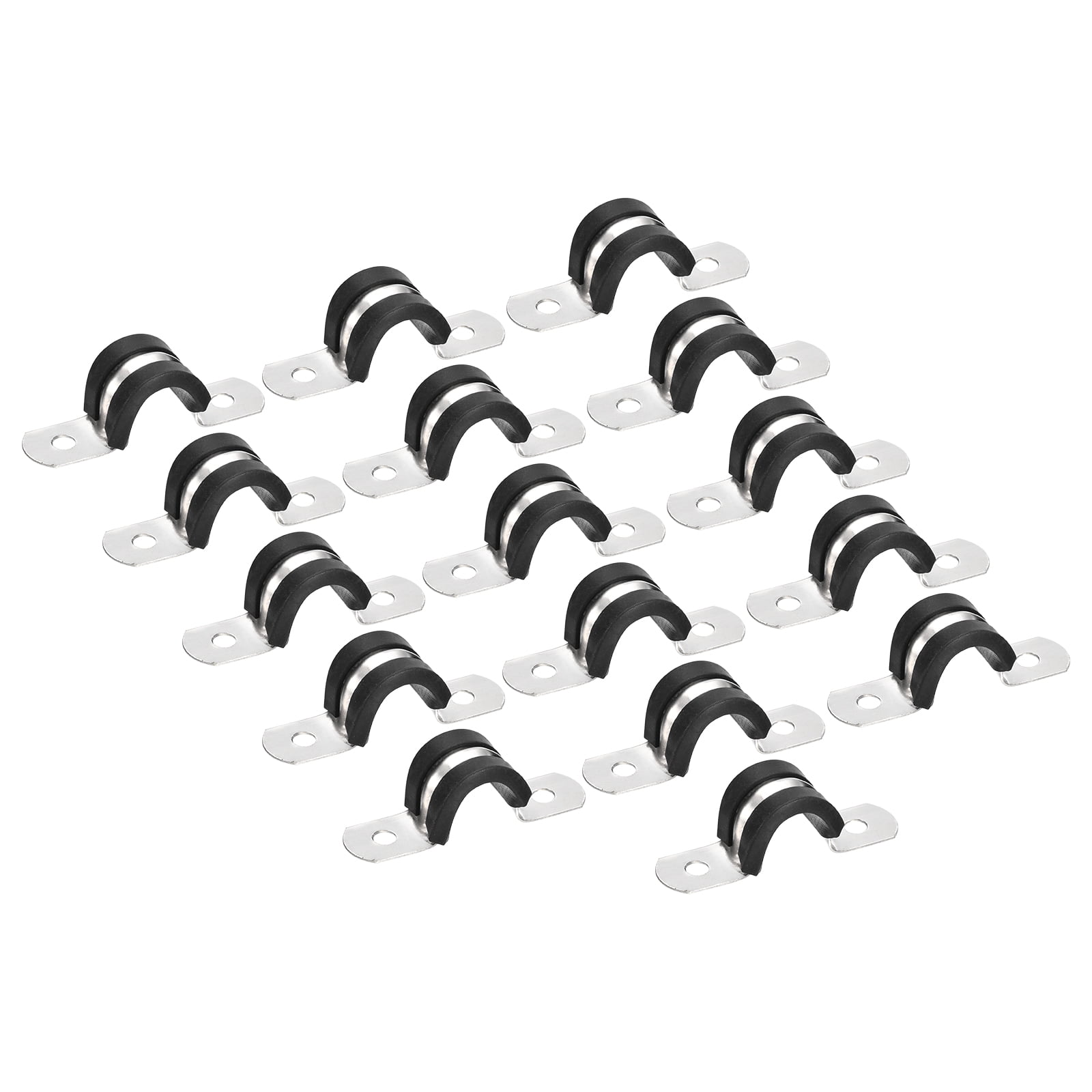 Uxcell 16Pack 1/2" Cable Clamp U Shape Stainless Steel Rubber Cushioned ...