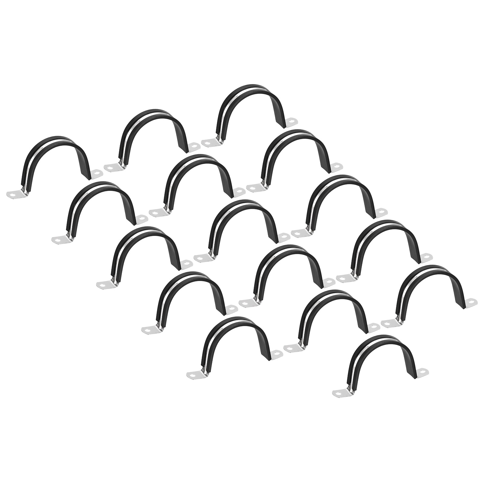 Uxcell 16Pack 2-3/8" Cable Clamp U Shape Stainless Steel Rubber ...