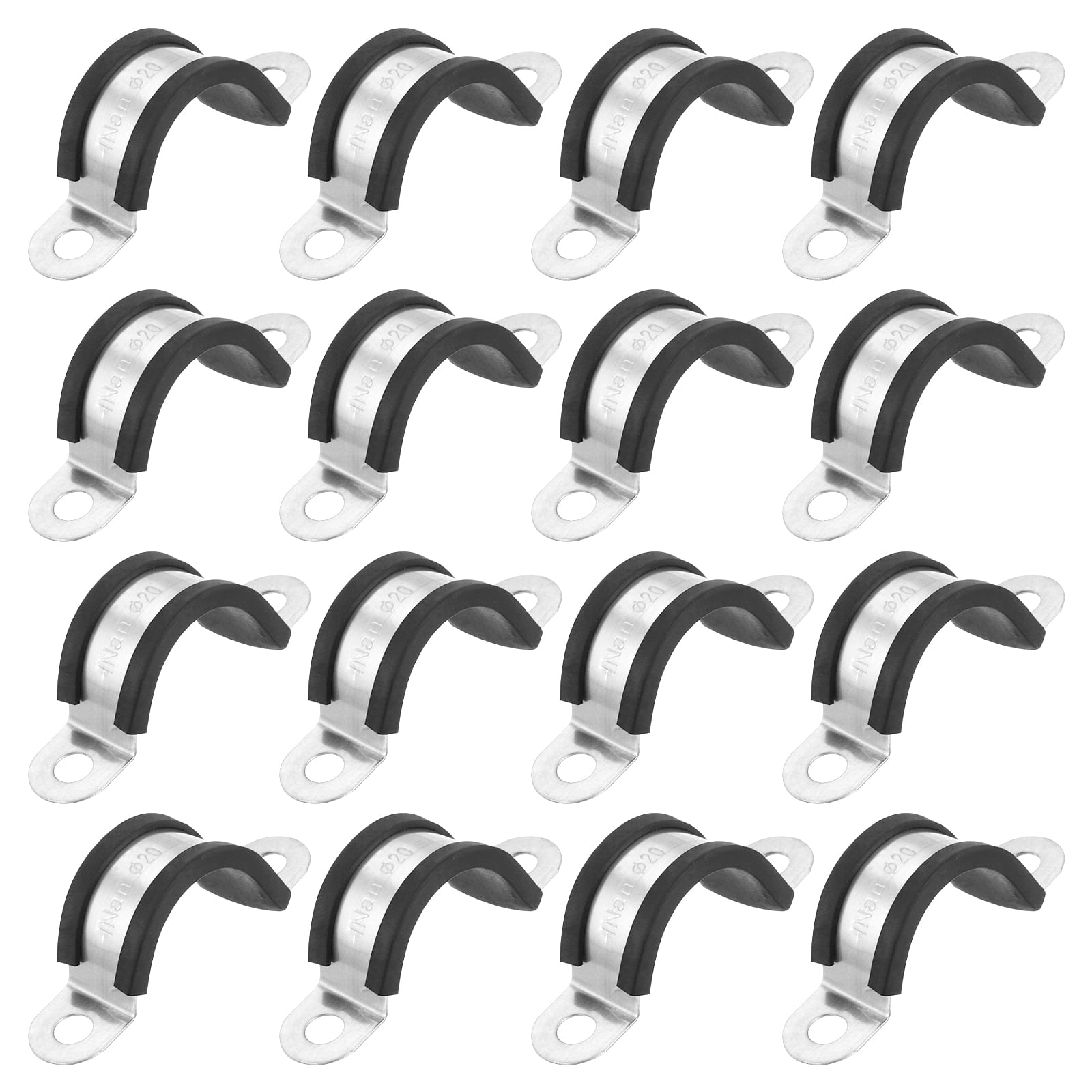 Uxcell 16Pack 20mm Cable Clamps, Stainless Steel Rubber Cushioned U ...