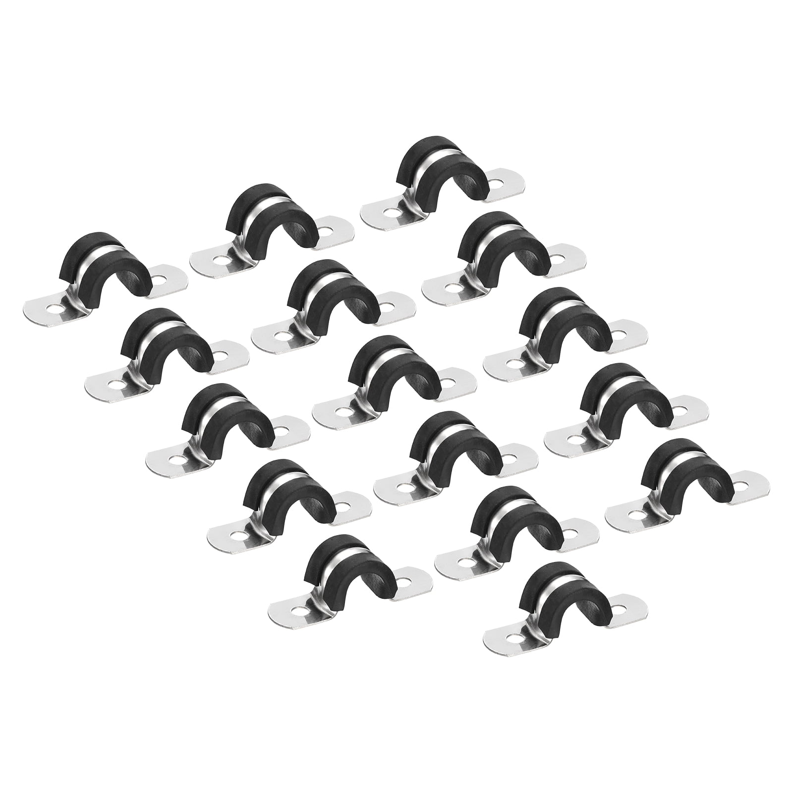 Uxcell 16Pack 3/8" Cable Clamp U Shape Stainless Steel Rubber Cushioned ...