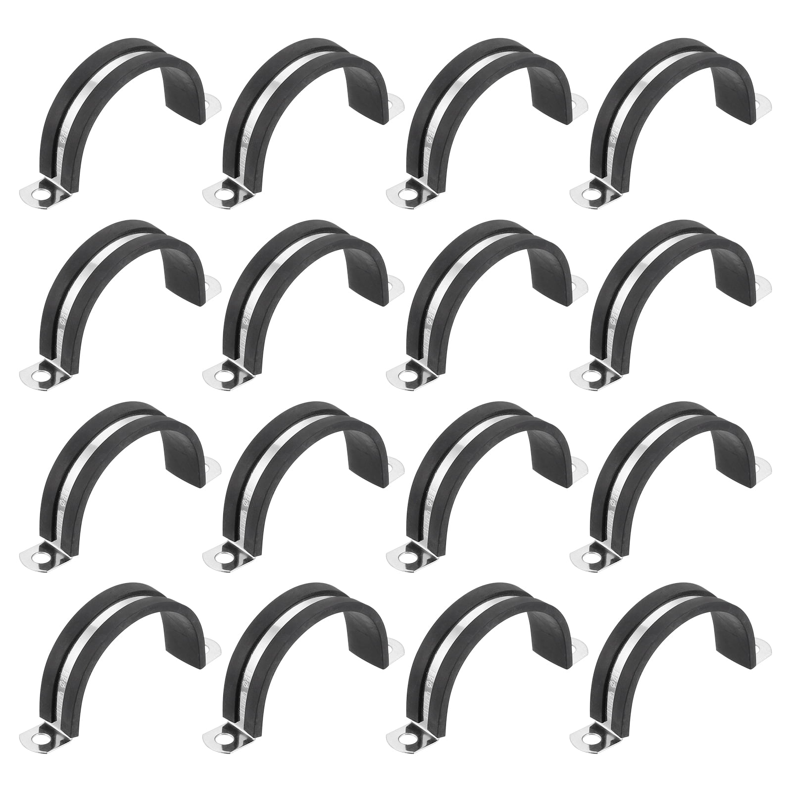 Uxcell 16Pack 44mm Cable Clamps, Stainless Steel Rubber Cushioned U ...