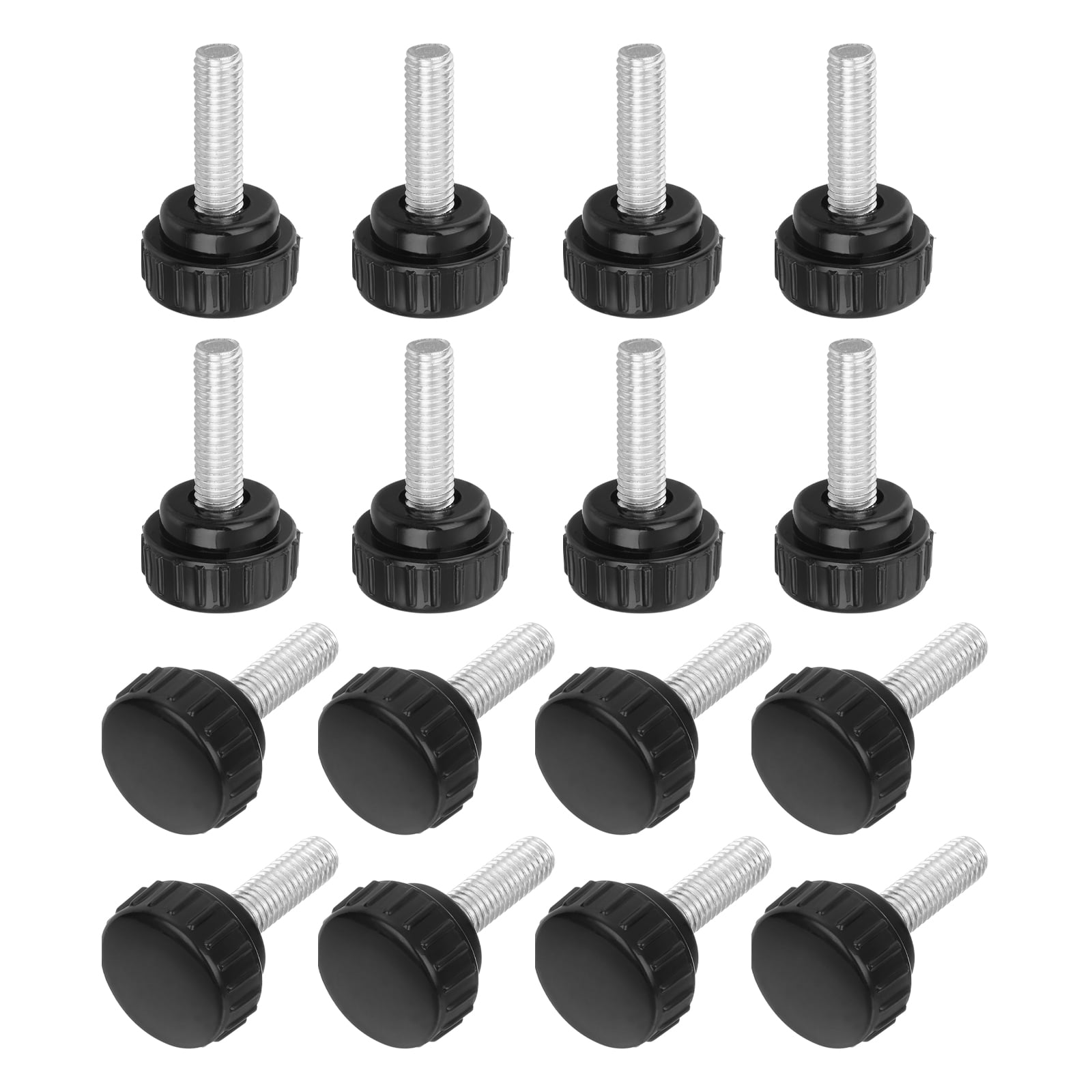 Uxcell 16Pack Round Knurled Thumb Screws, M8x25mm Carbon Steel Zinc Plated Thread Thumbscrew ...