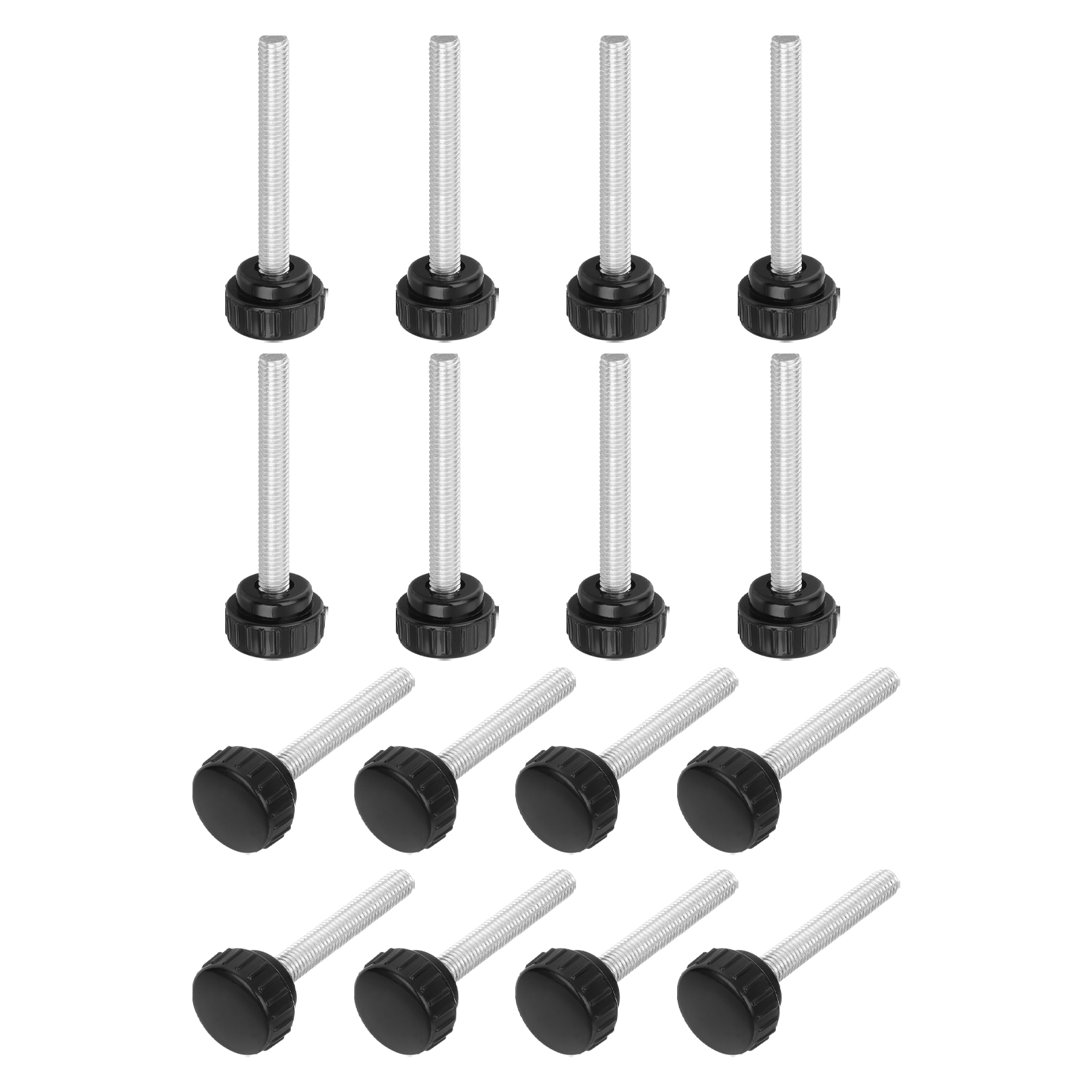 Uxcell 16Pack Round Knurled Thumb Screws, M8x55mm Carbon Steel Zinc Plated Thread Thumbscrew ...