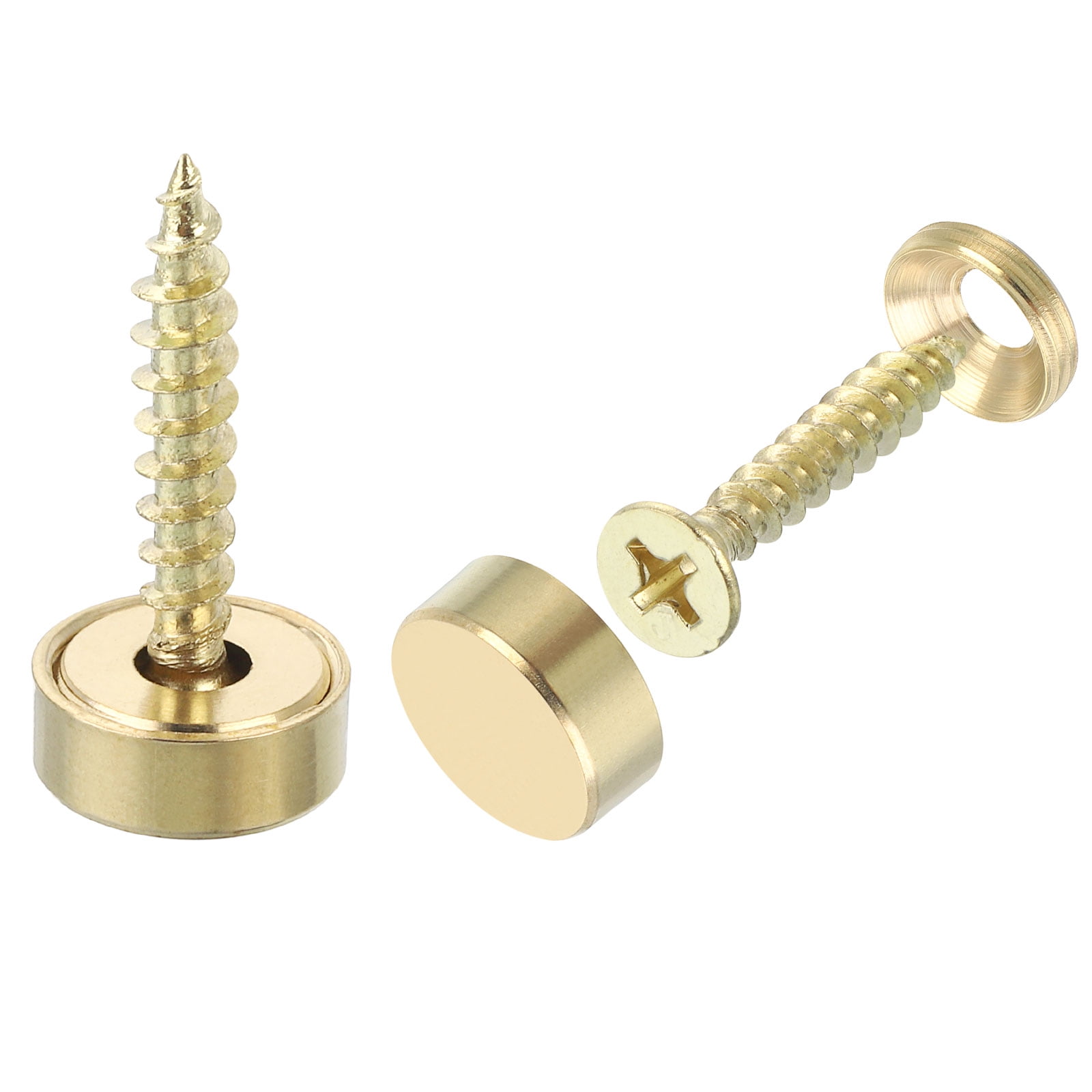Uxcell 16Pcs Brass Decorative Screws with Caps, 12 mm Mirror Screws ...