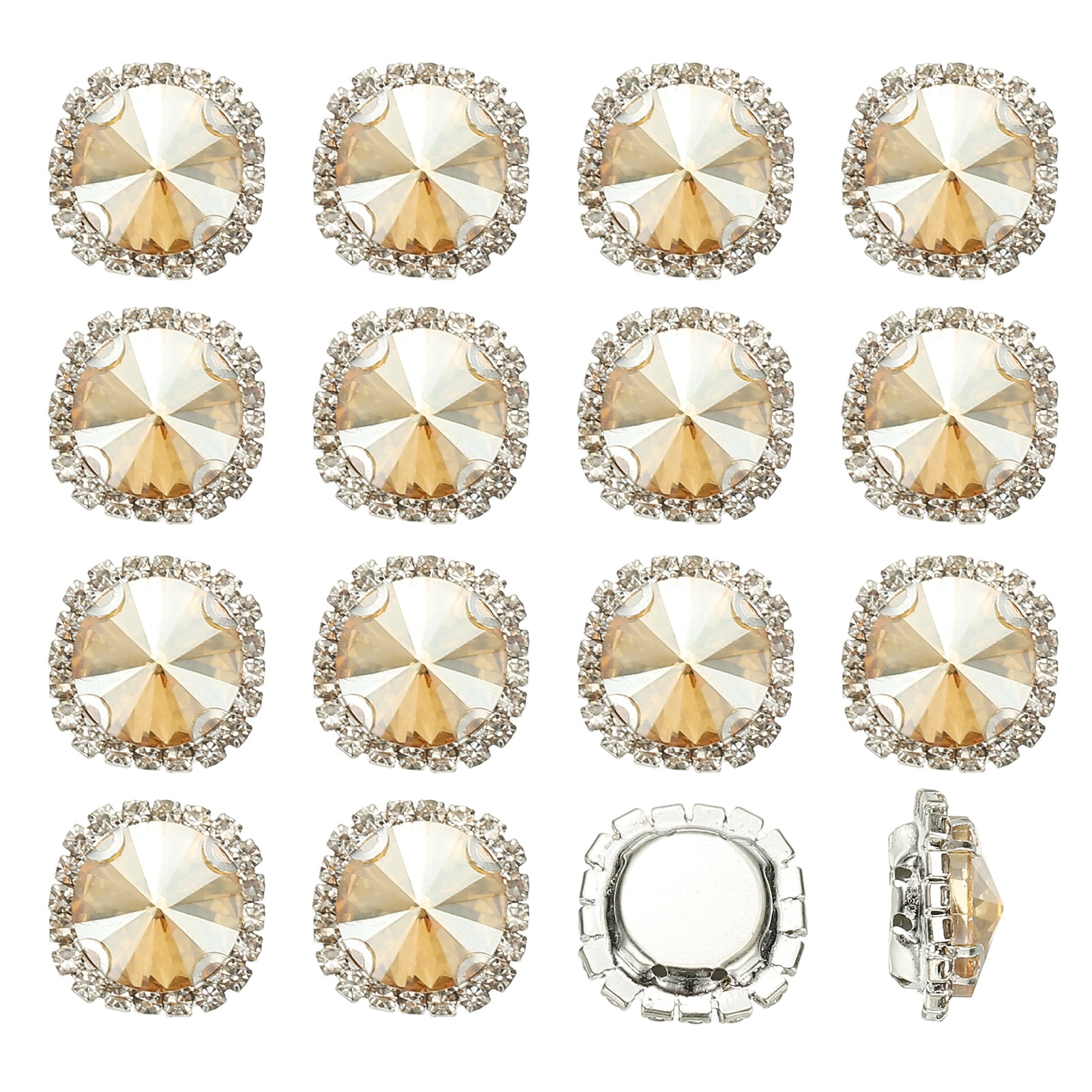 Uxcell 16Pcs Rhinestone Buttons, Flatback Sew on Rhinestones for Crafts ...